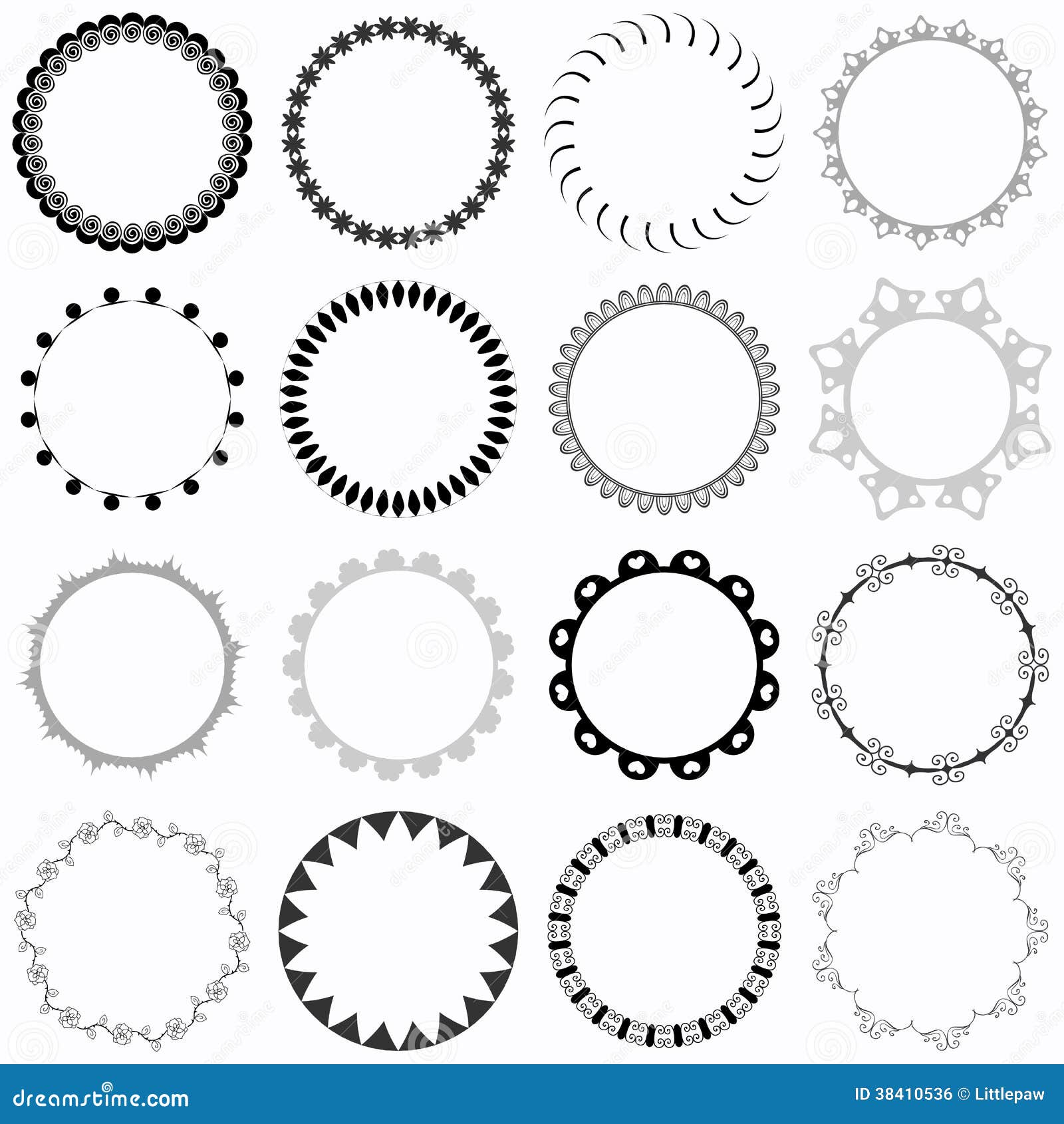 Reeks Decoratieve Ronde Kaders Vector Illustratie - Illustration of ...