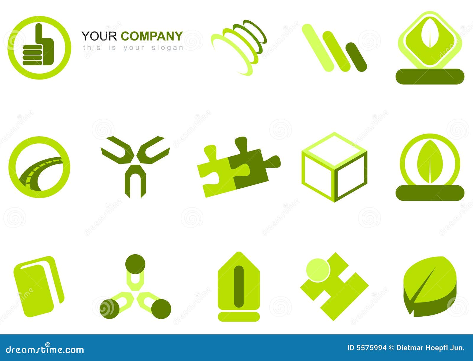 Reeks Gemengde Groene Pictogrammen Vector Illustratie - Illustration of ...