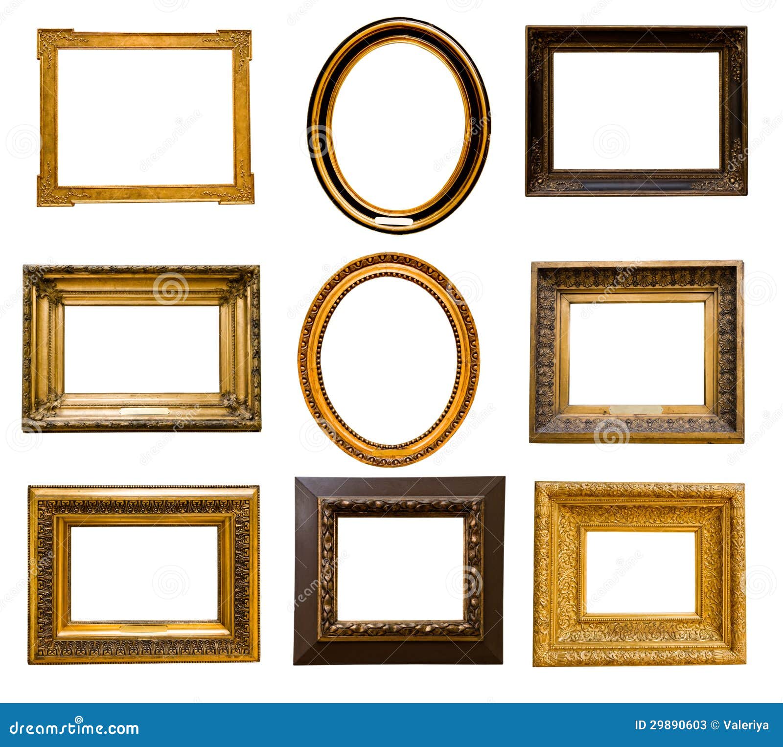 Reeks gouden kaders stock afbeelding. Image of spatie - 29890603