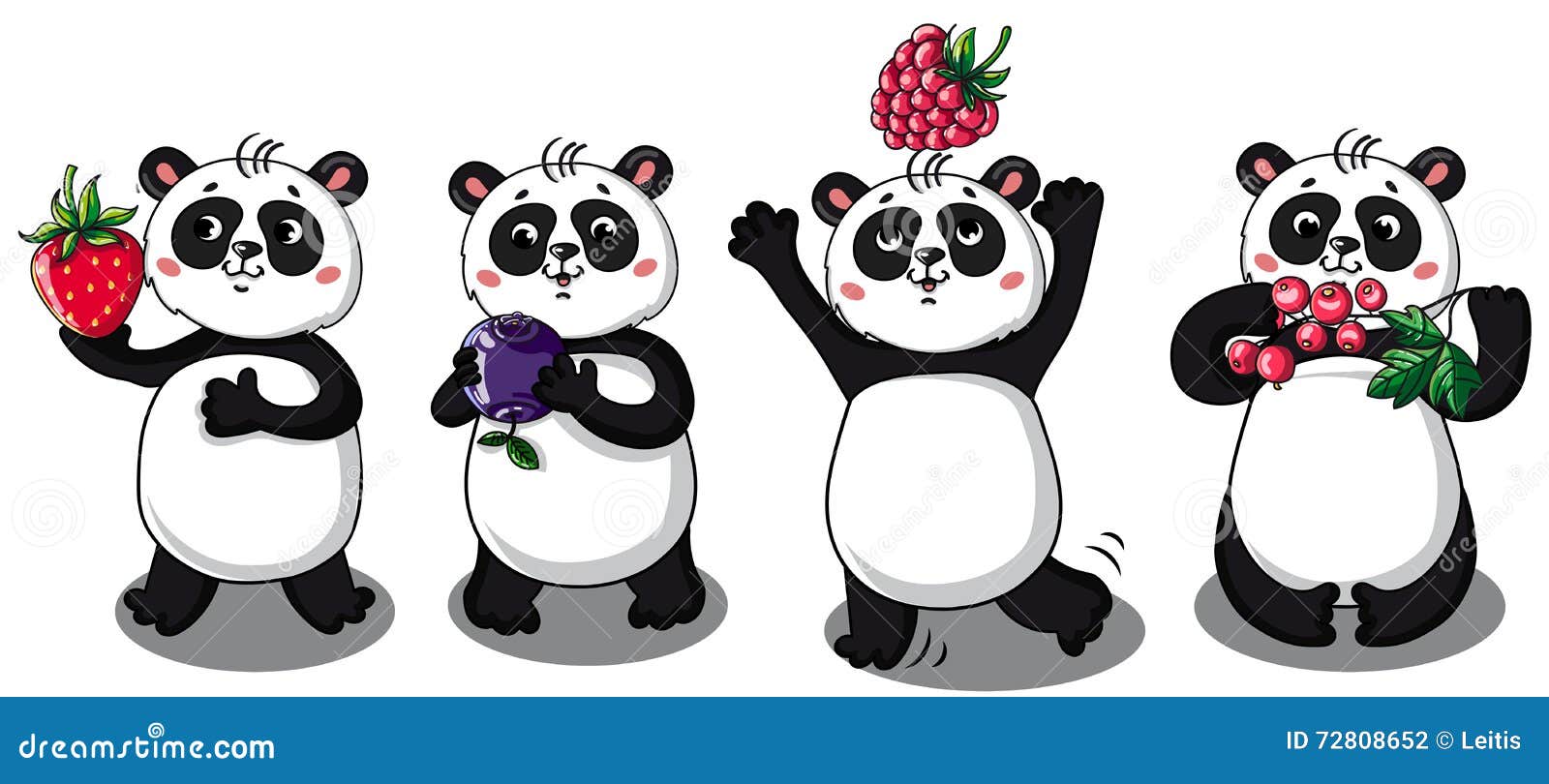 Reeks grappige panda's vector illustratie. Illustration of grappig ...