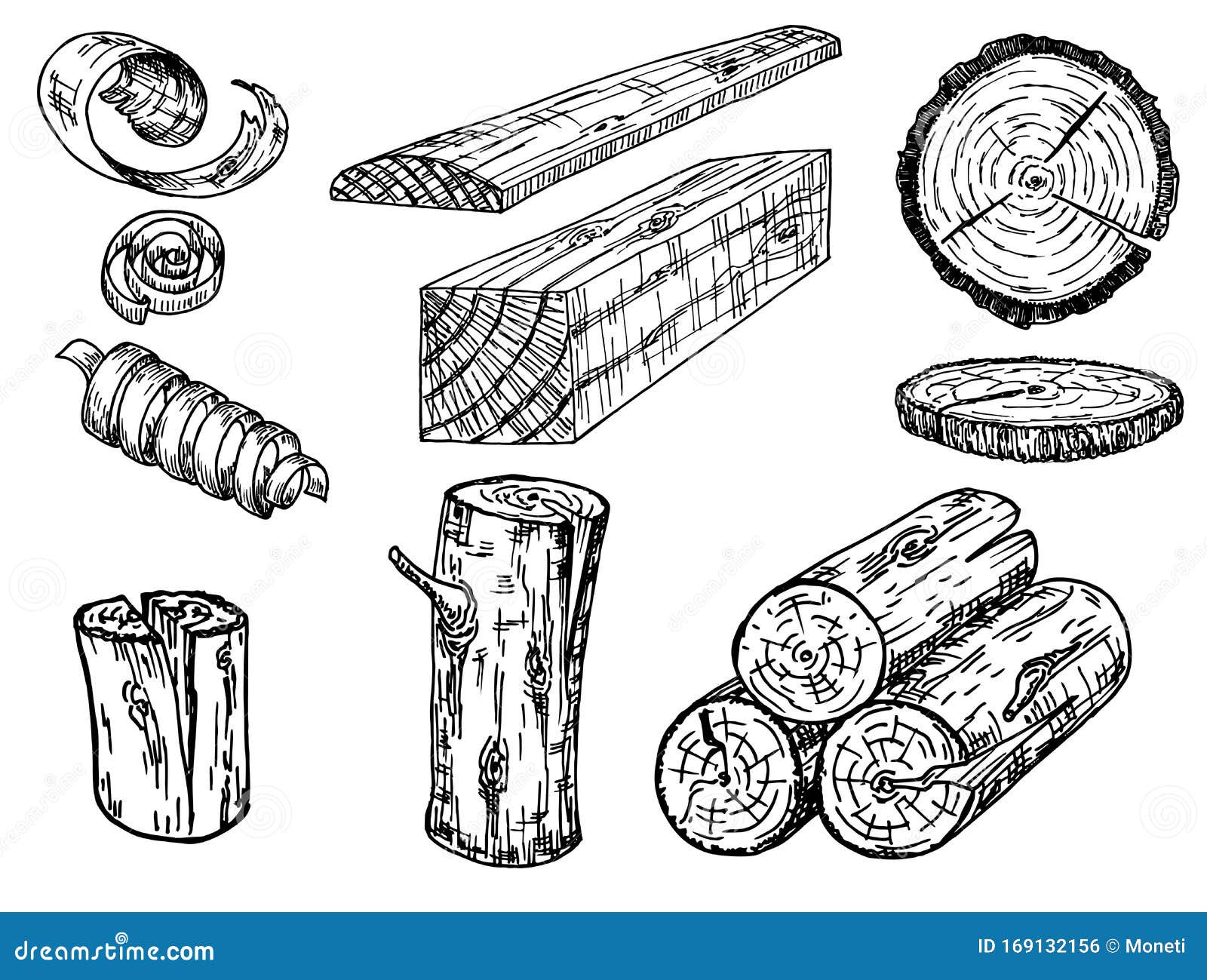 Reeks Houtblokken Voor De Bosbouw En De Houtindustrie Illustratie Van ... Reeks Houtblokken Voor De Bosbouw En De Houtindustrie Illustratie Van ...