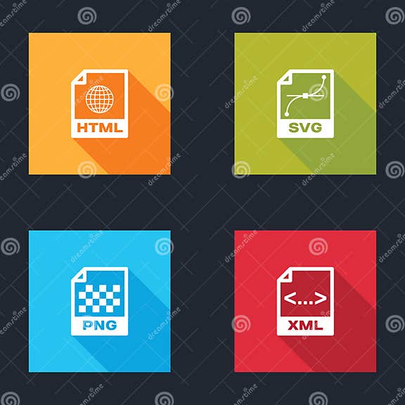 Reeks HTML- Dossierdocument Svg Png Png En Xml Pictogram. Vector Stock Illustratie ...