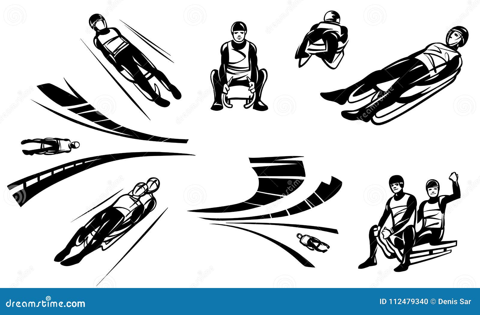 Reeks Illustraties Van Competities in Luge-het Sledging Vector ...