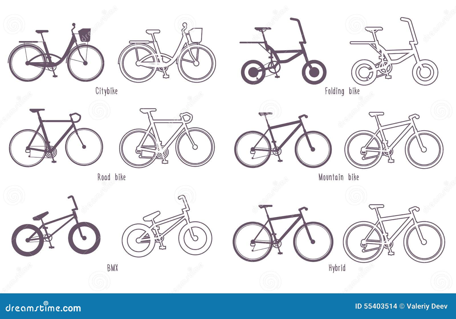 Reeks Illustraties Verschillende Types Fietsen Vector Illustratie ...