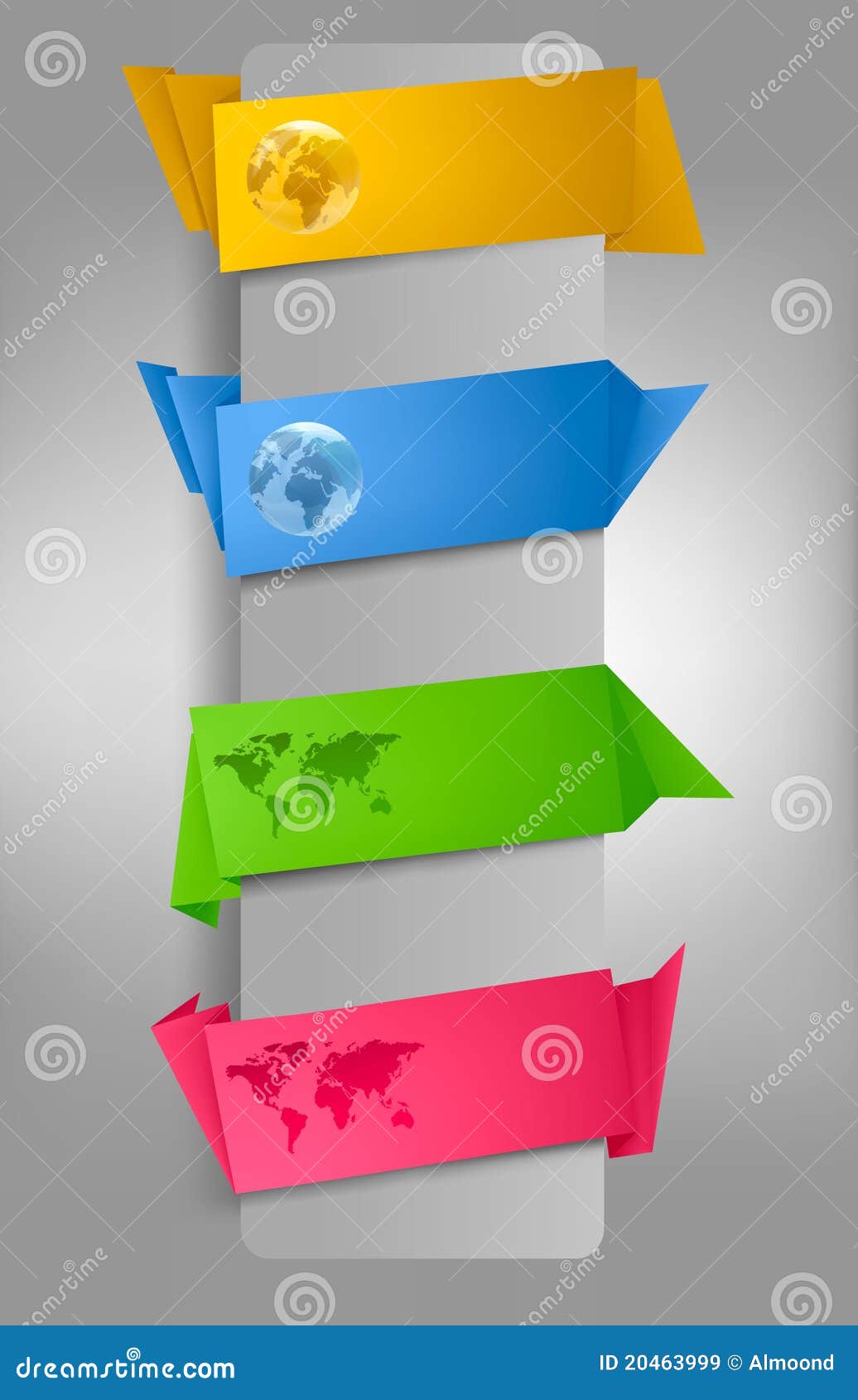 Reeks Kleurrijke Document Banners Met Bol. Vector Illustratie ...