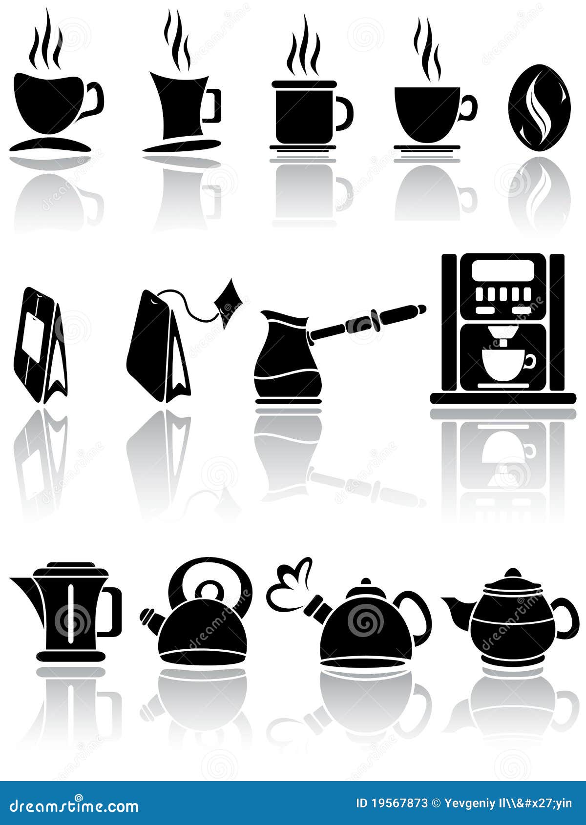 Reeks Koffie En Theepictogrammen Vector Illustratie - Illustration of ...