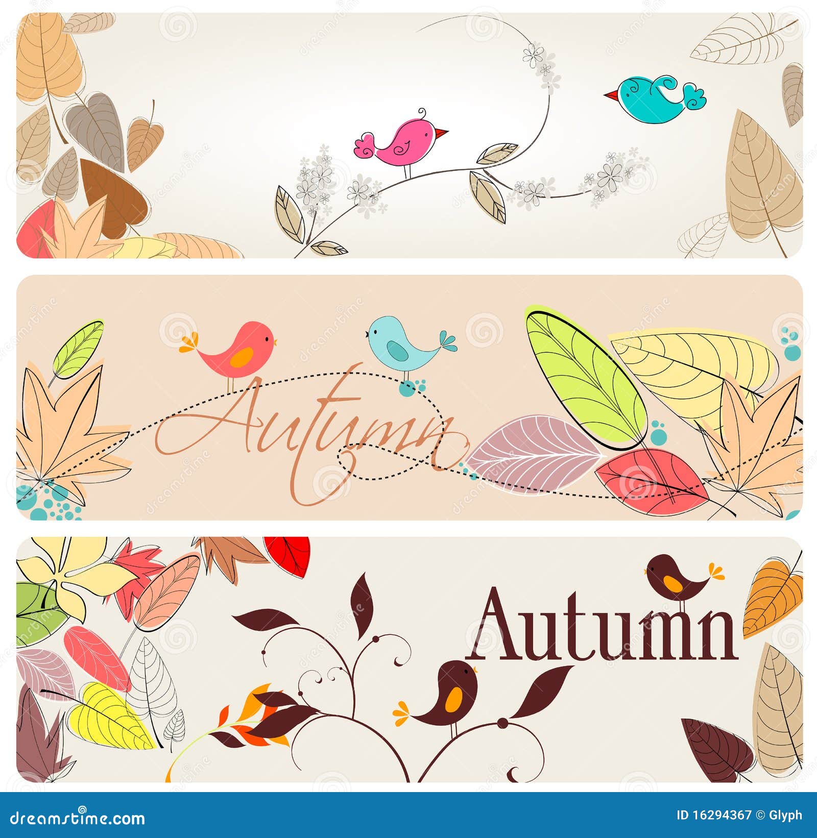 Reeks Leuke De Herfstbanners Vector Illustratie - Illustration of ...