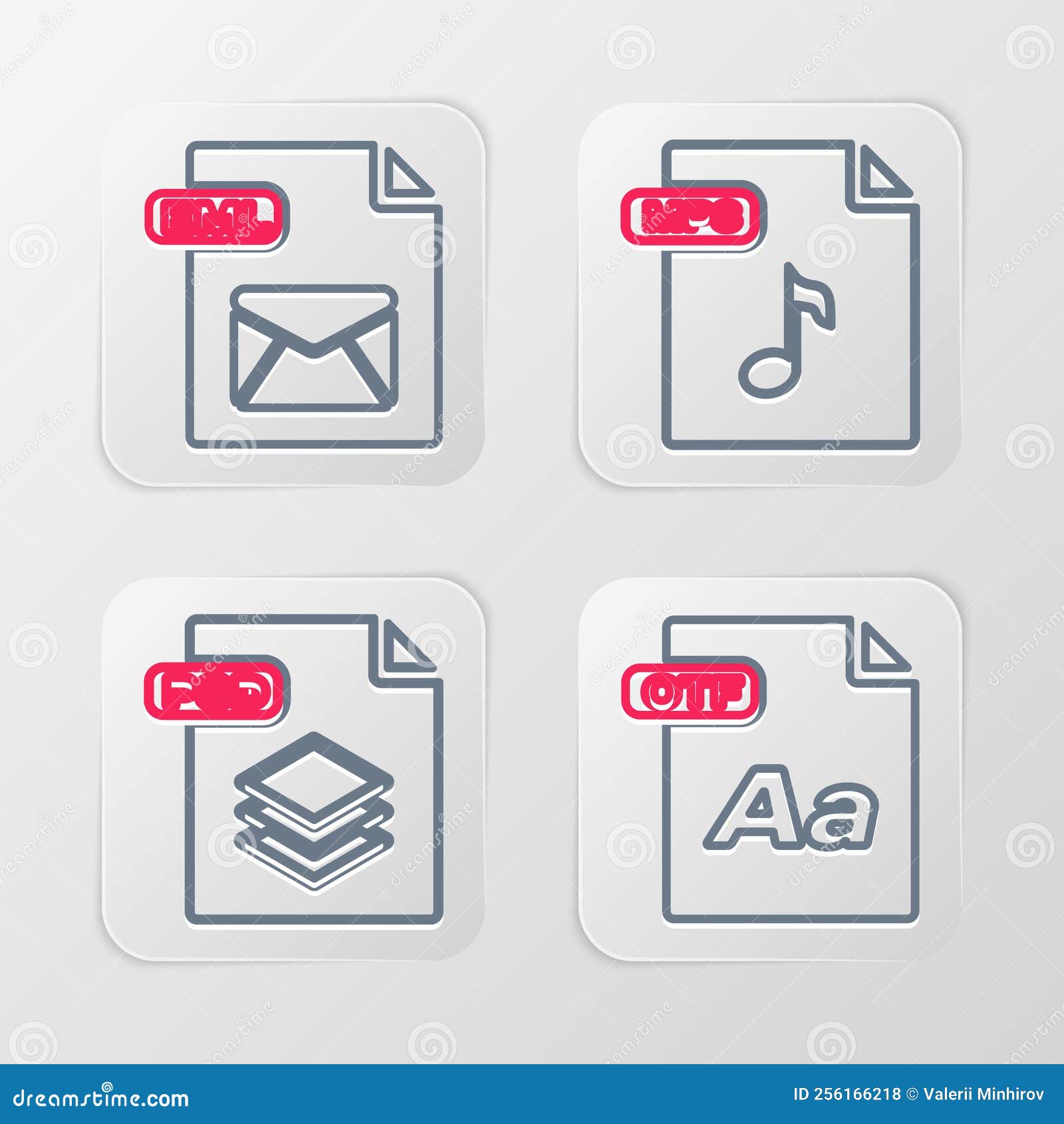 Reeks Lijn Otf Dossierdocument Psd Mp3 En Eml Pictogram. Vector Vector ...
