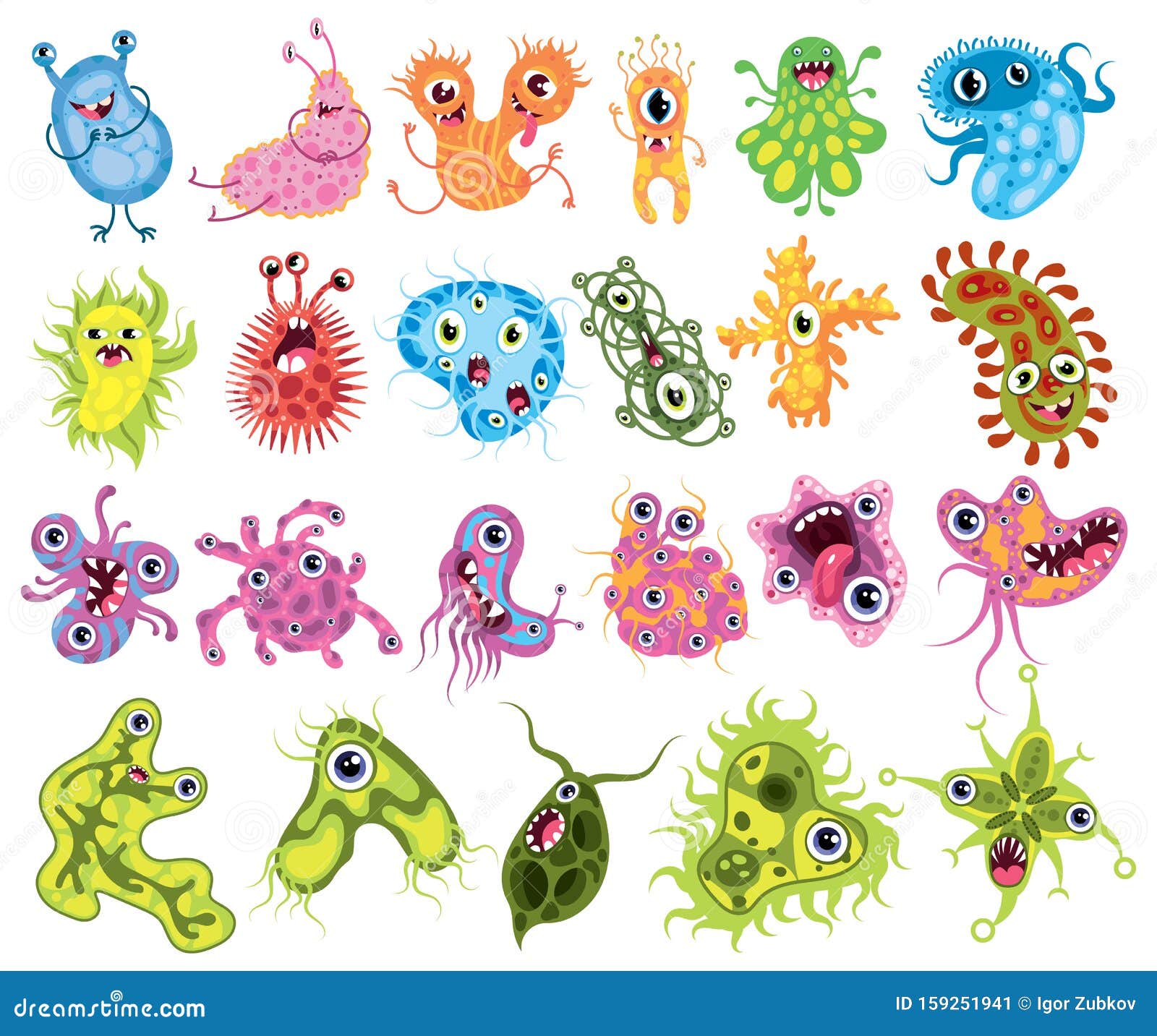 Reeks Microben Verzameling Van Tekenfilmvirussen Vectorillustratie Van ... Reeks Microben Verzameling Van Tekenfilmvirussen Vectorillustratie Van ...