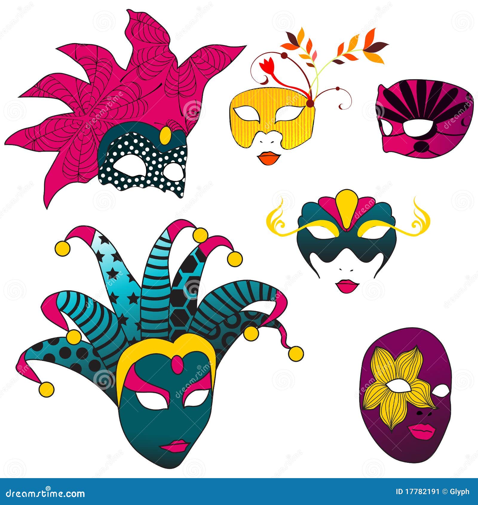 Reeks Mooie Carnaval Maskers Vector Illustratie - Illustration of ...