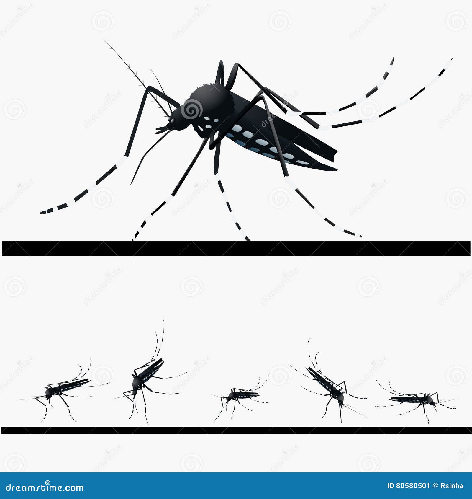 Reeks muggen vector illustratie. Illustration of ziekte - 80580501