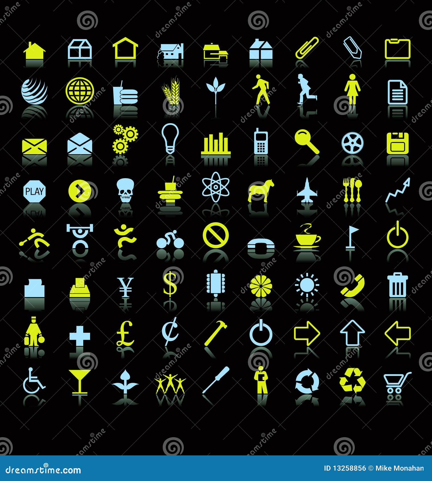 Reeks Pictogrammen of Symbolen Vector Illustratie - Illustration of ...