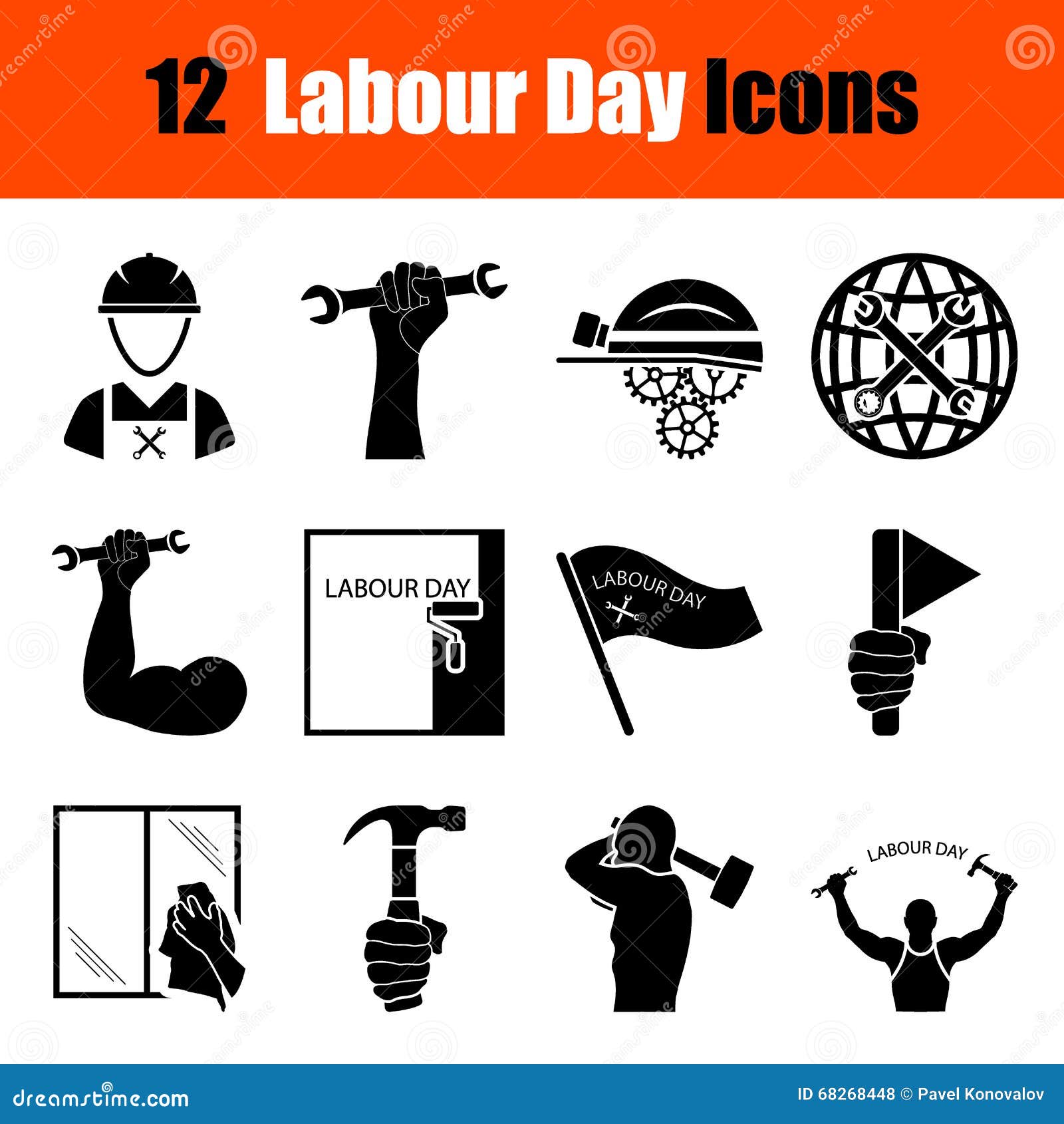 Reeks Pictogrammen Van De Arbeidsdag Vector Illustratie - Illustration ...