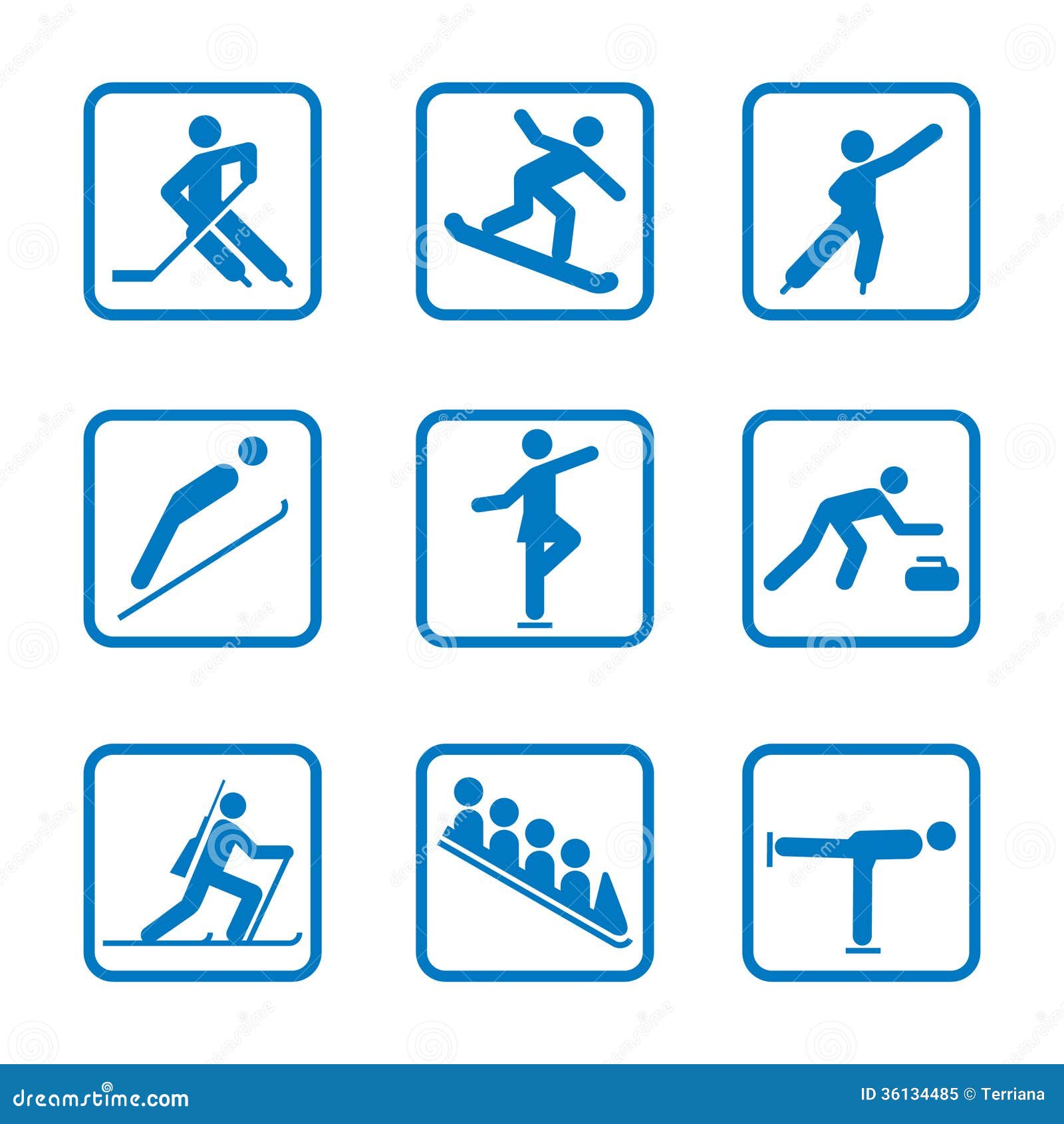 Reeks Pictogrammen Van De De Wintersport Stock Illustratie ...