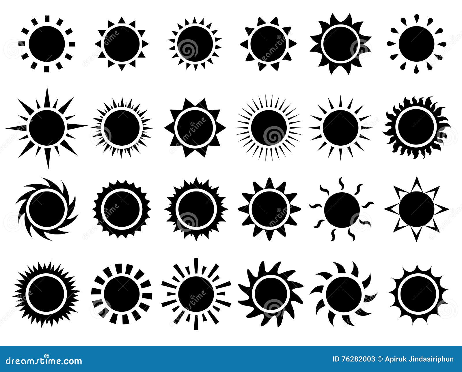 Reeks Pictogrammen Van De Zon Vector Illustratie - Illustration of ...