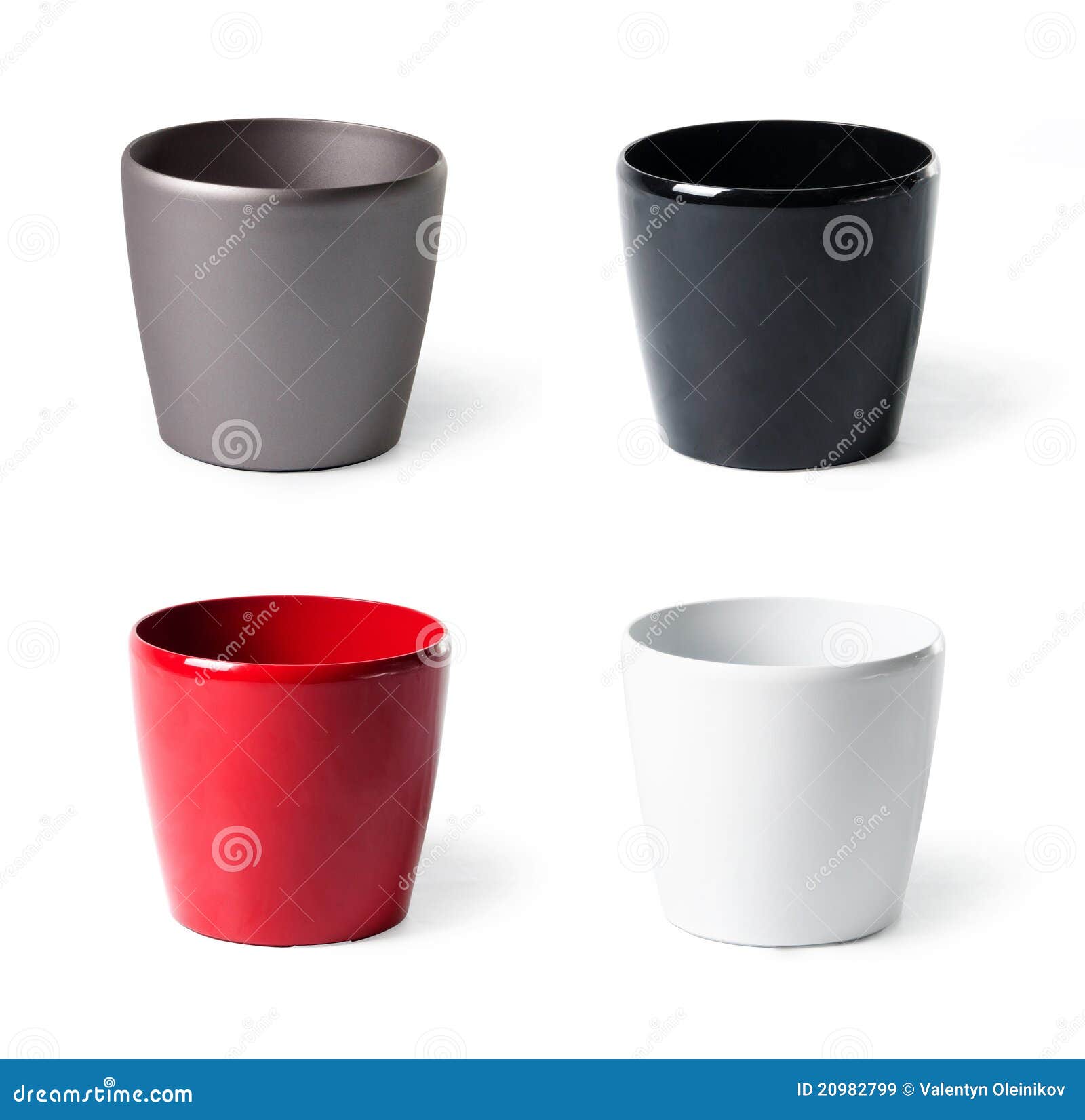 Reeks Plastic Bloempotten Voor Binneninstallaties Stock Afbeelding ...