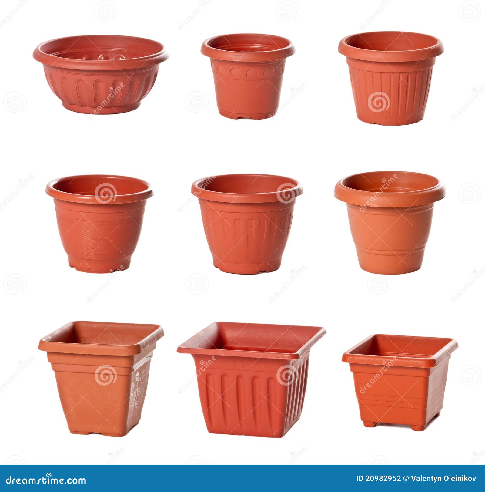 Reeks Plastic Bloempotten Voor Binneninstallaties Stock Foto - Image of ...