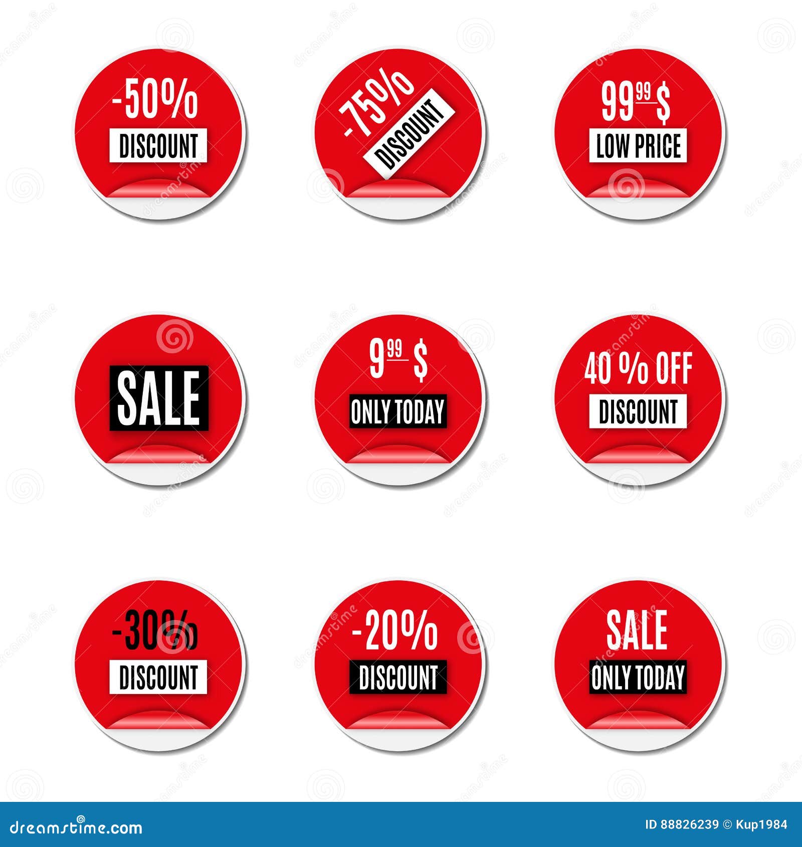 Reeks Rode Document Stickers Van Korting En Verkoop, Vectorillustratie ...