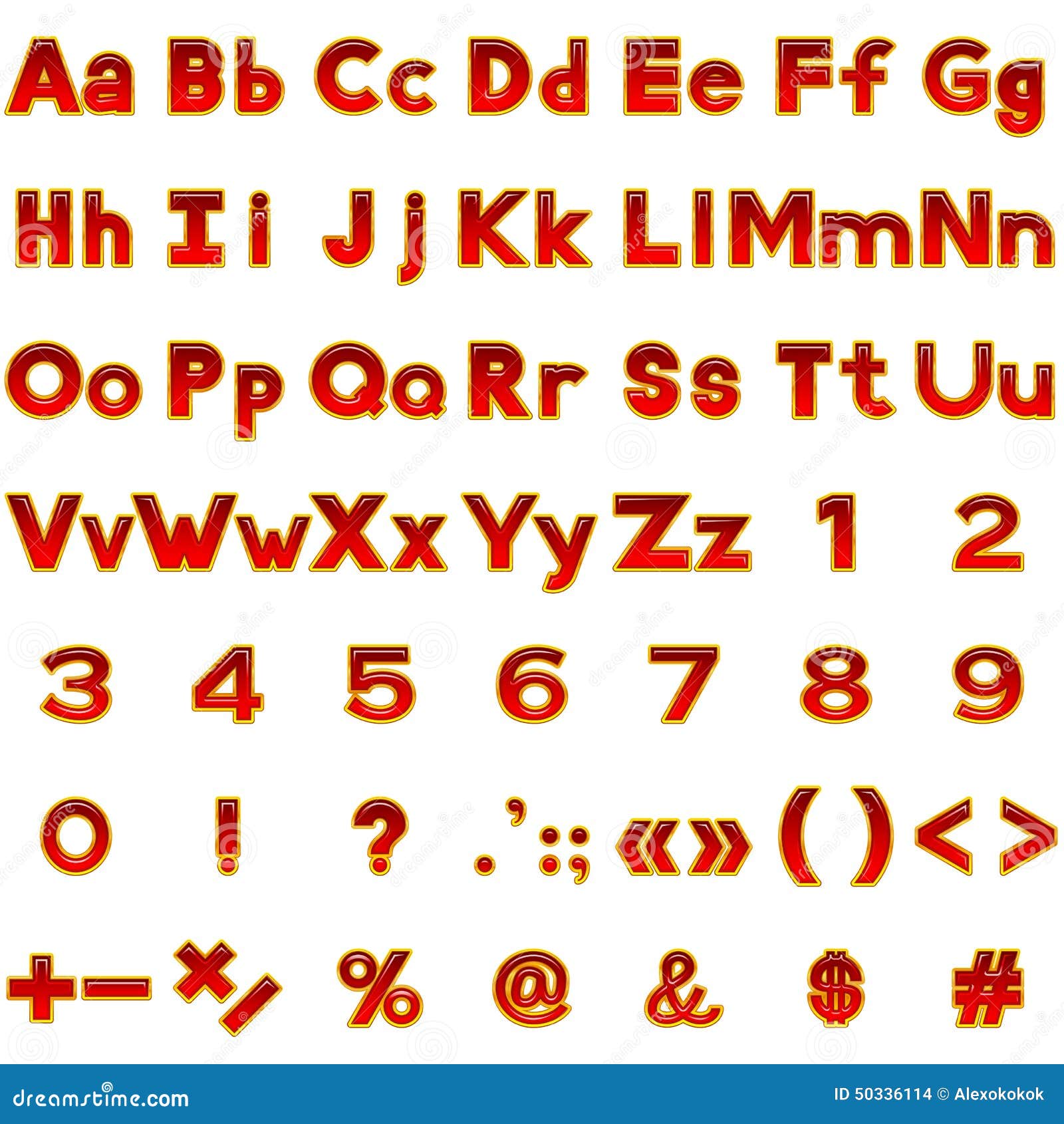 Reeks Rode Letters En Getallen, Knopen Vector Illustratie ...