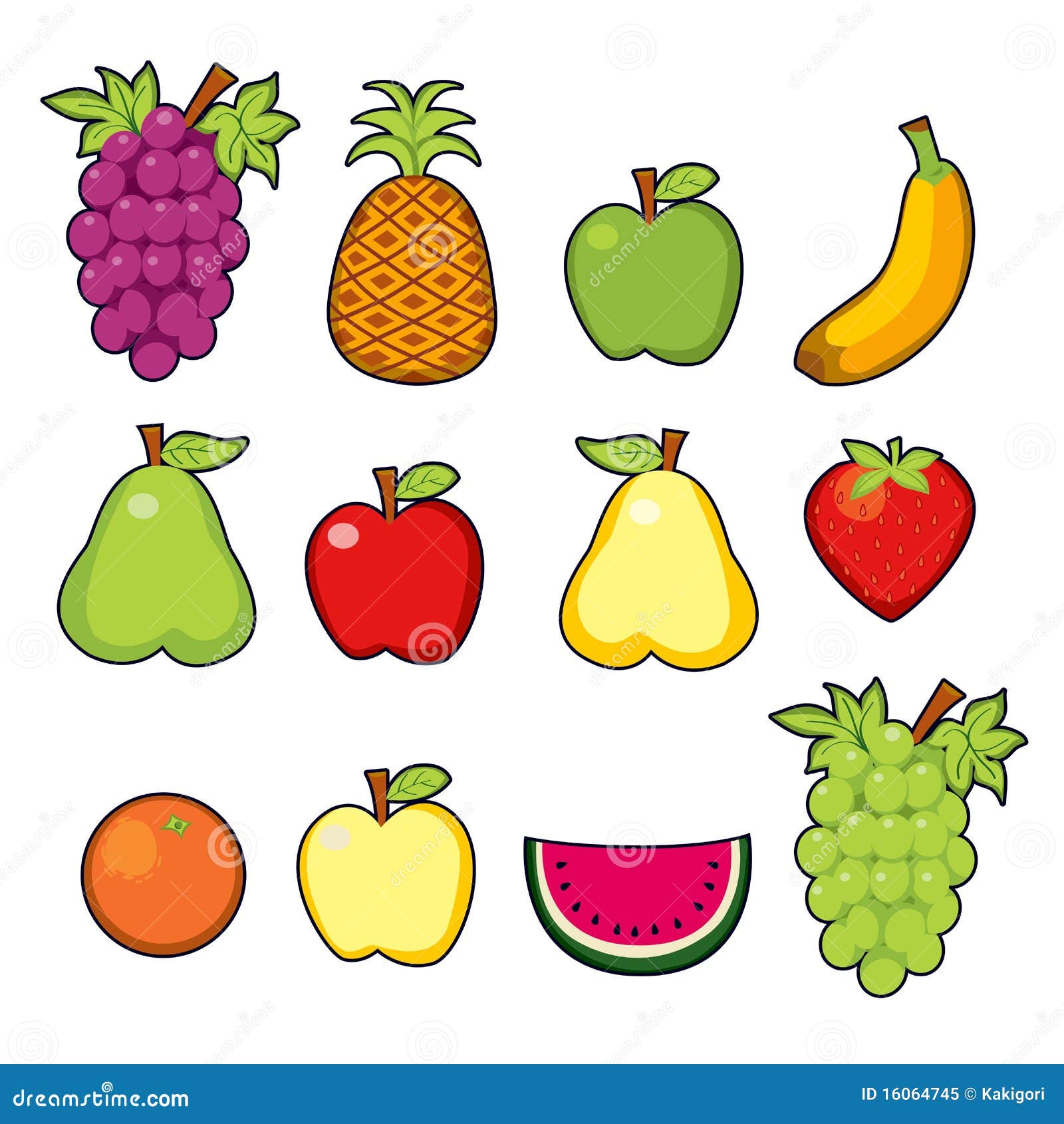 Reeks sappige vruchten vector illustratie. Illustration of kleurrijk ...