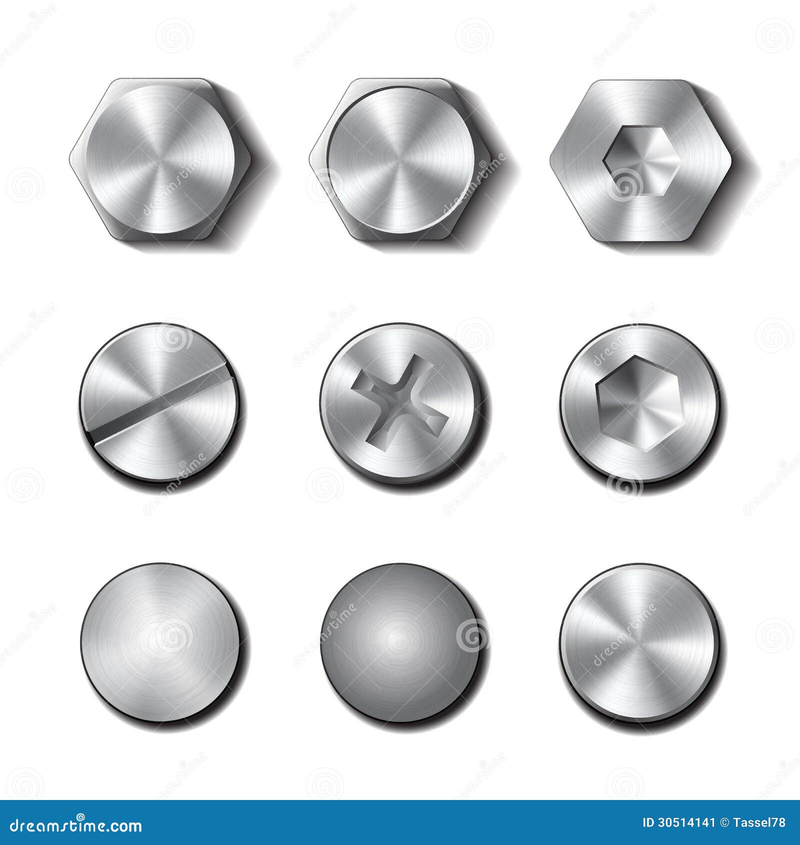 Reeks Schroeven En Bouten Op Witte Achtergrond. Vector Illustratie ...