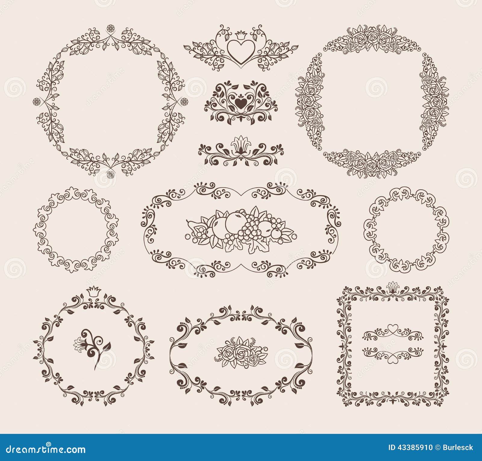 Reeks Sier Vectorkaders En Kentekens Vector Illustratie - Illustration ...