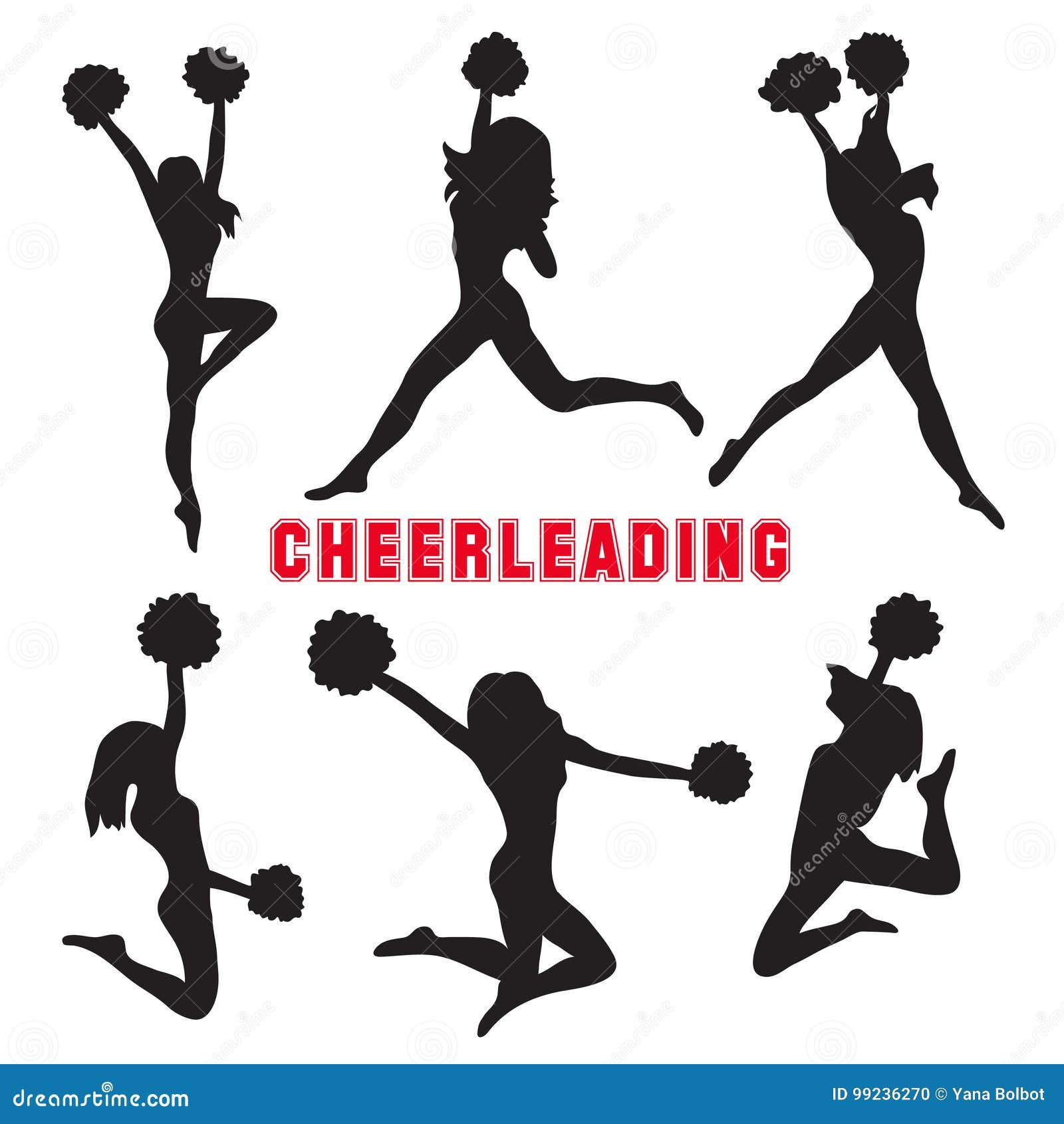 Reeks Silhouetten Van Cheerleaders Vector Illustratie - Illustration of ...