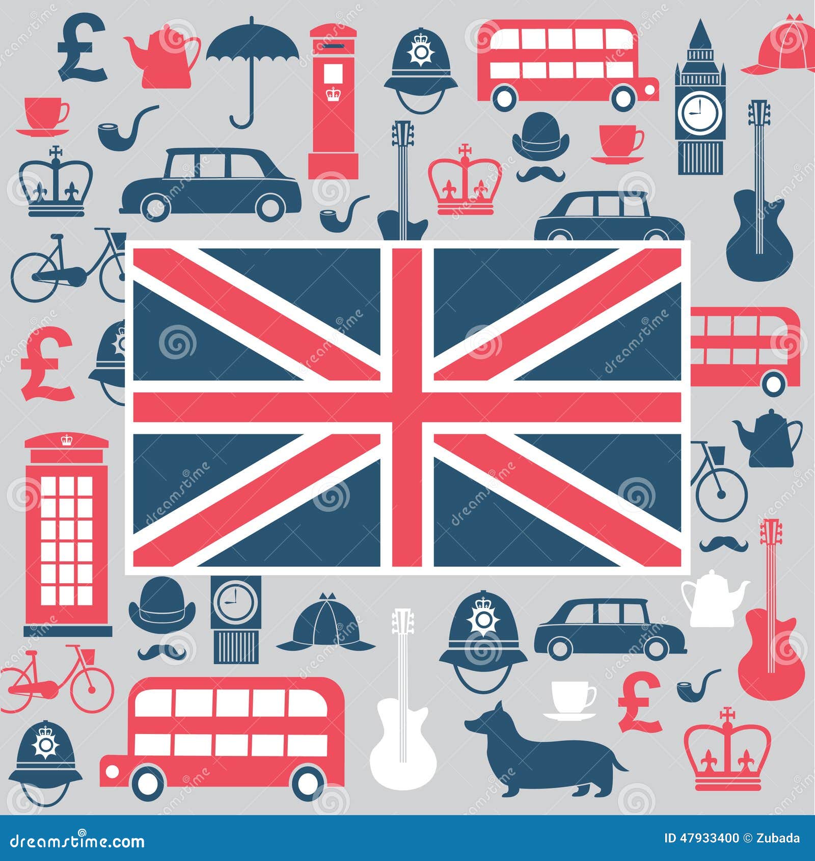 Reeks Symbolen Van Groot-Brittannië Vector Illustratie - Illustration ...