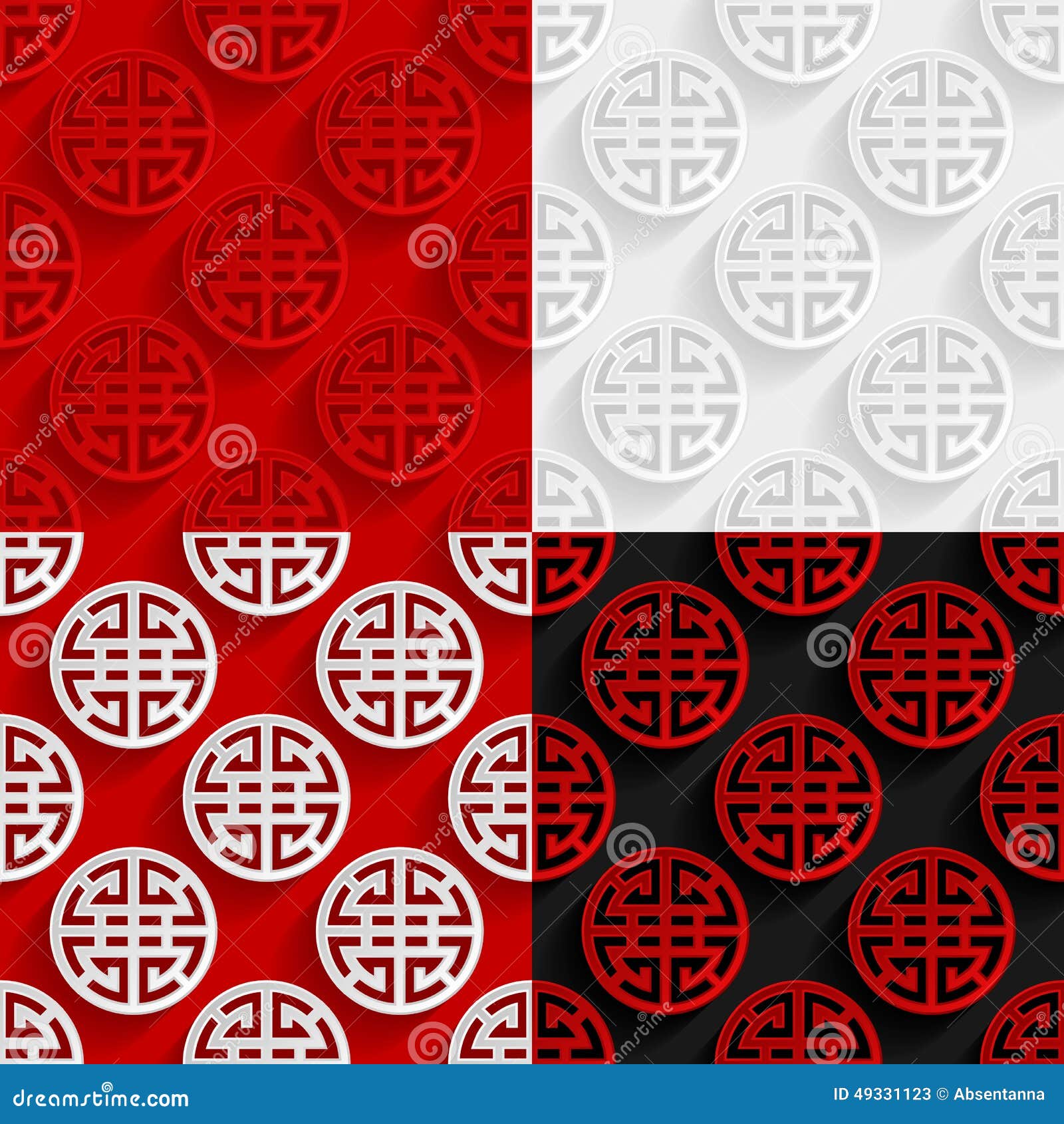 Reeks Traditionele Chinese Naadloze Patronen Vector Illustratie ...