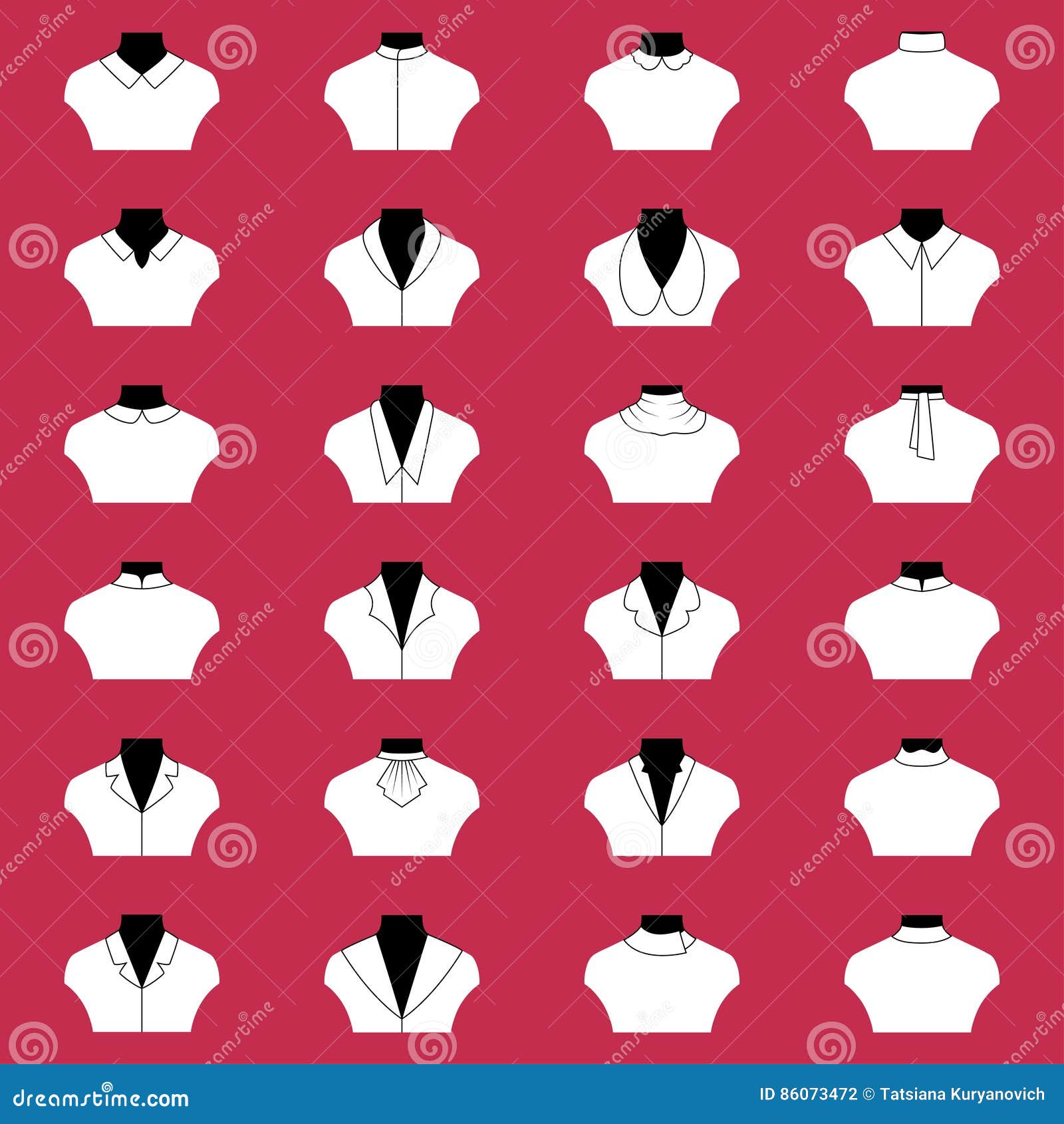 Reeks Types Van Kragen, Vectorillustratie Vector Illustratie ...