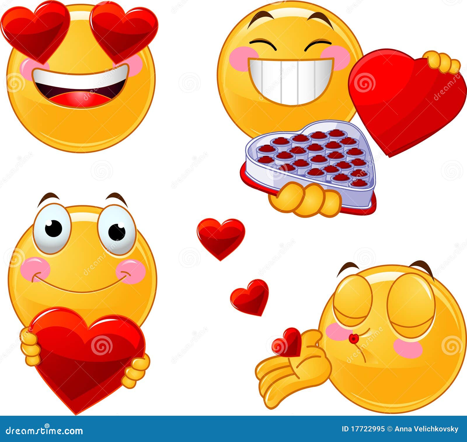 Reeks Valentijnskaarten Smileys Emoticons Stock Illustratie ...