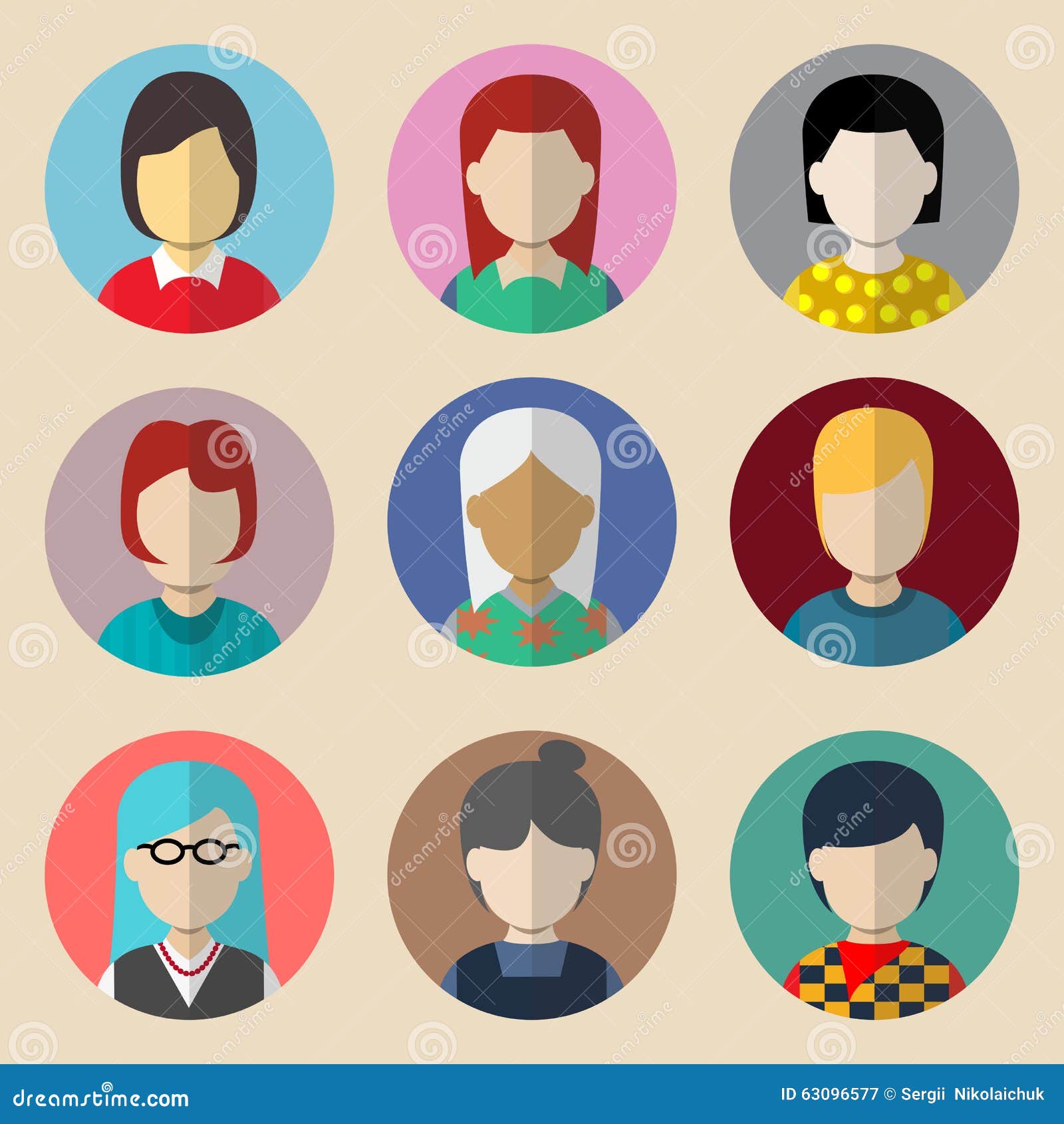 Reeks van avatars vrouw vector illustratie. Illustration of manager ...