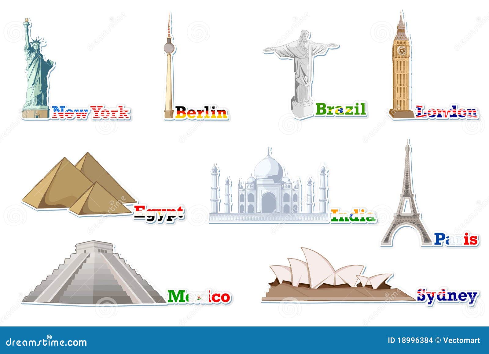 Reeks Van Beroemd Monument Rond De Wereld Redactionele Stock Afbeelding ...