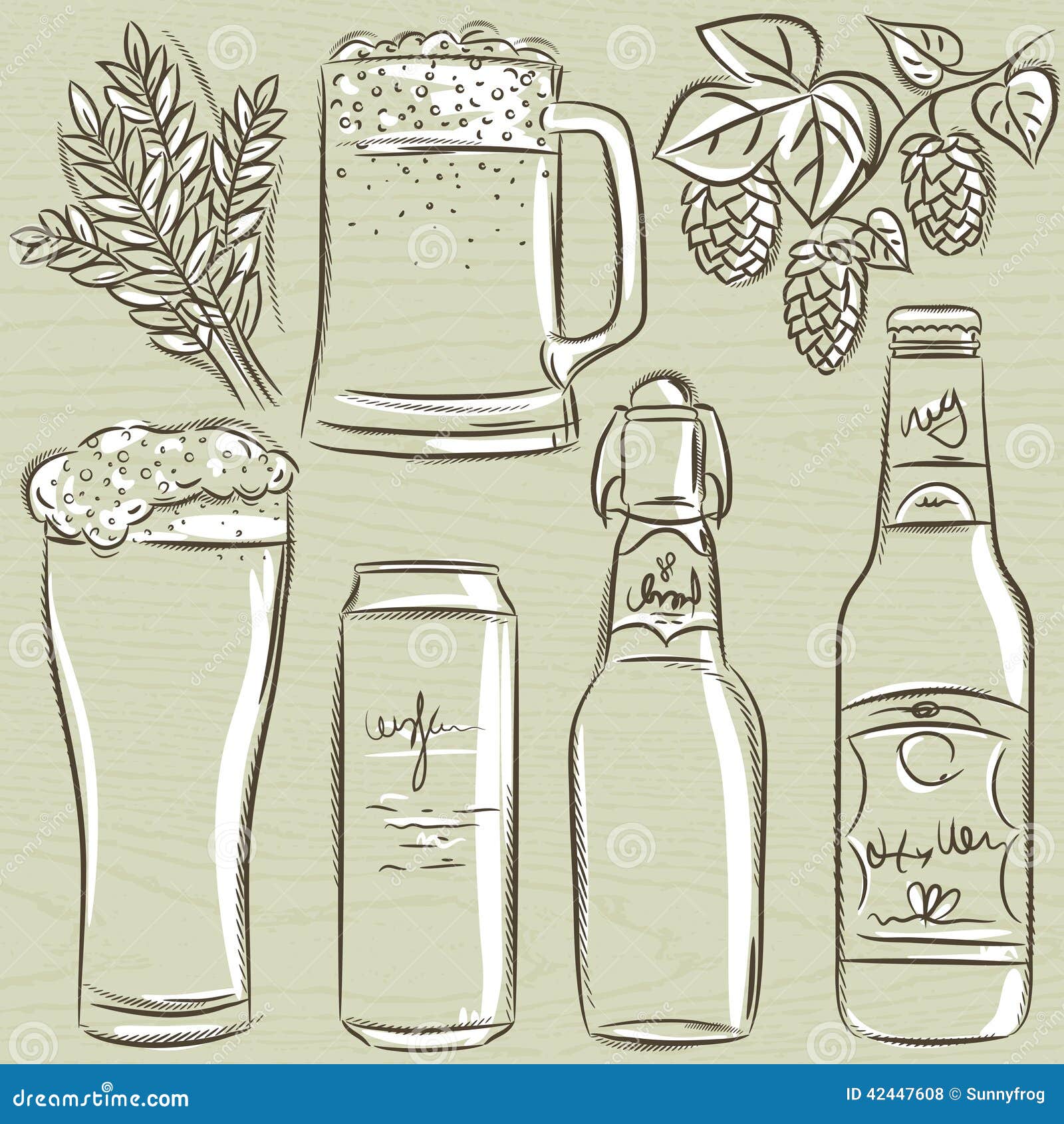 Reeks van bierfles, vector vector illustratie. Illustration of grafisch ...