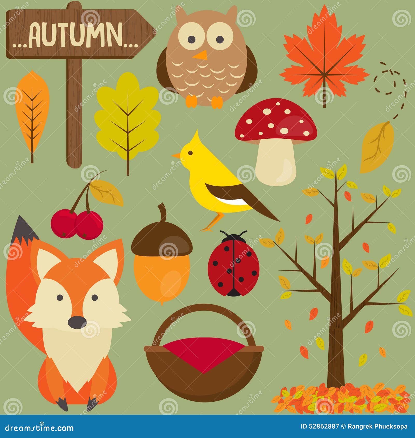Reeks van de herfst vector illustratie. Illustration of samenvatting ...