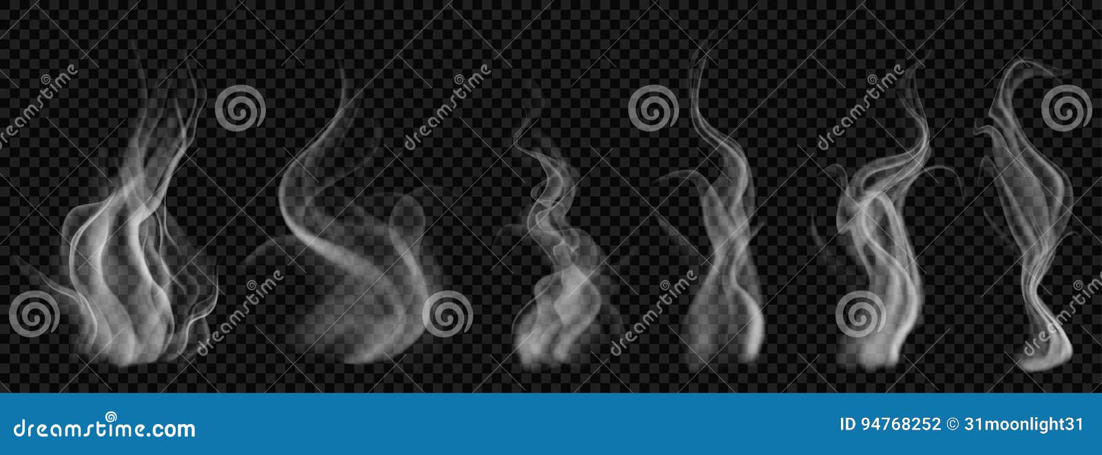 Reeks Van Doorzichtige Witte Rook Vector Illustratie - Illustration of ...