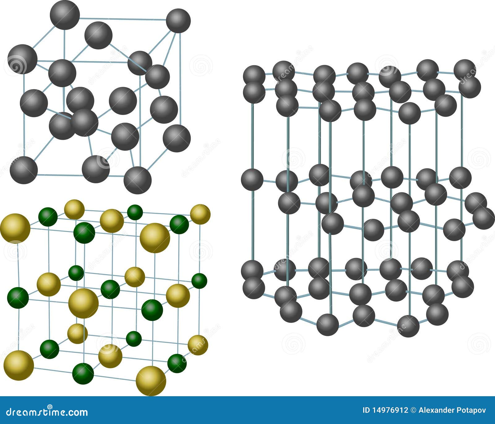 Reeks Van Drie Kristalstructuren Vector Illustratie - Illustration of ...