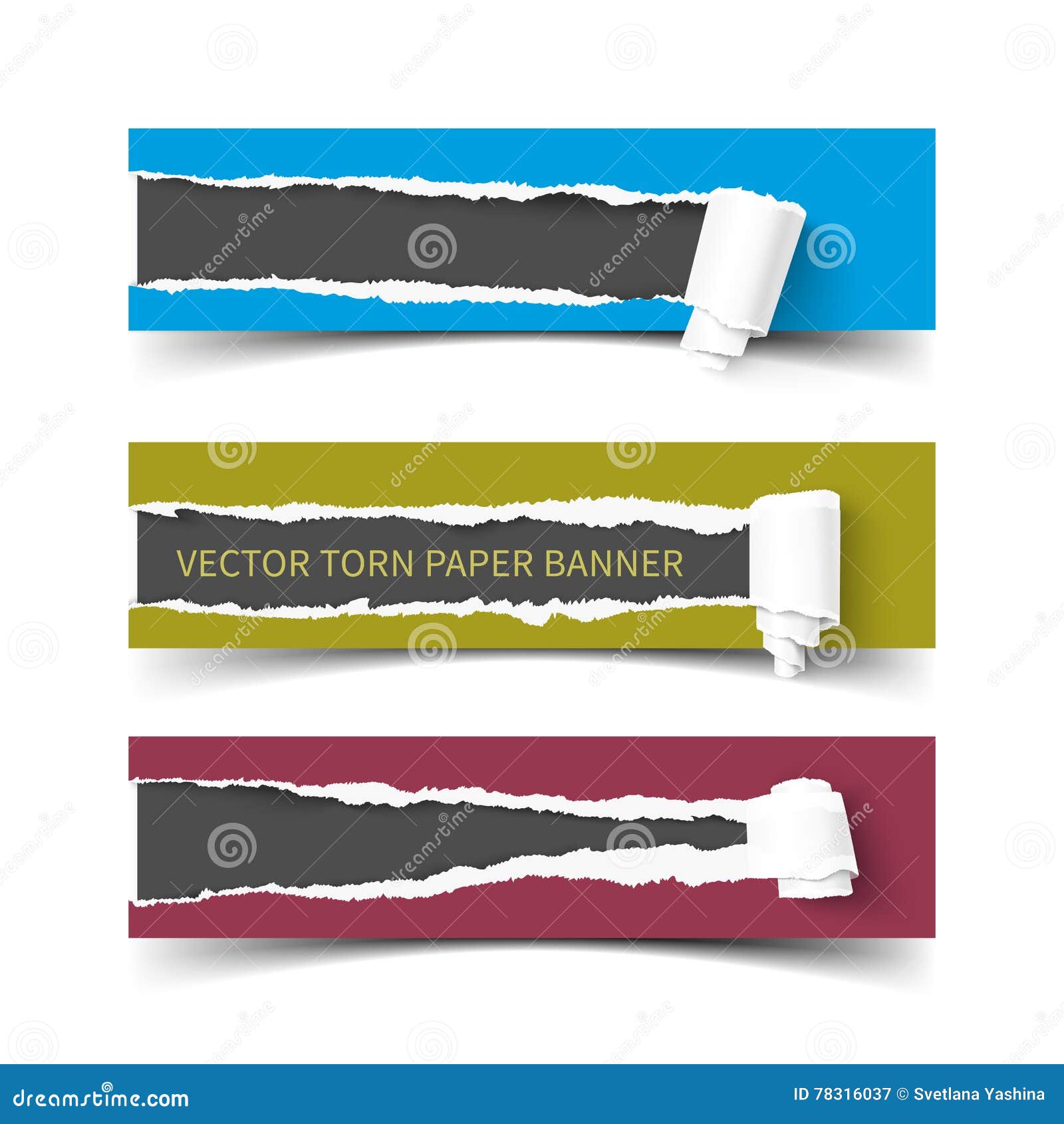 Reeks Van Drie Vector Gescheurde Document Banners Met Broodjes Vector ...