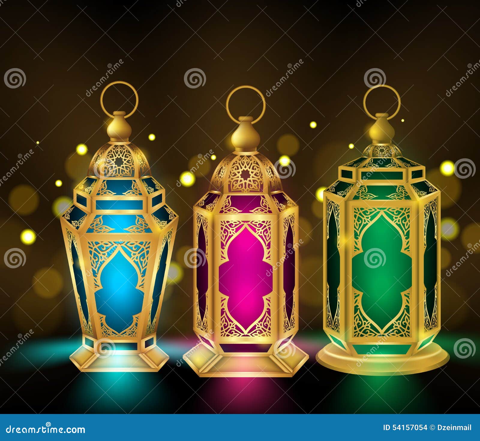 Reeks Van Elegante Ramadan Kareem Lantern of Fanous Vector Illustratie ...