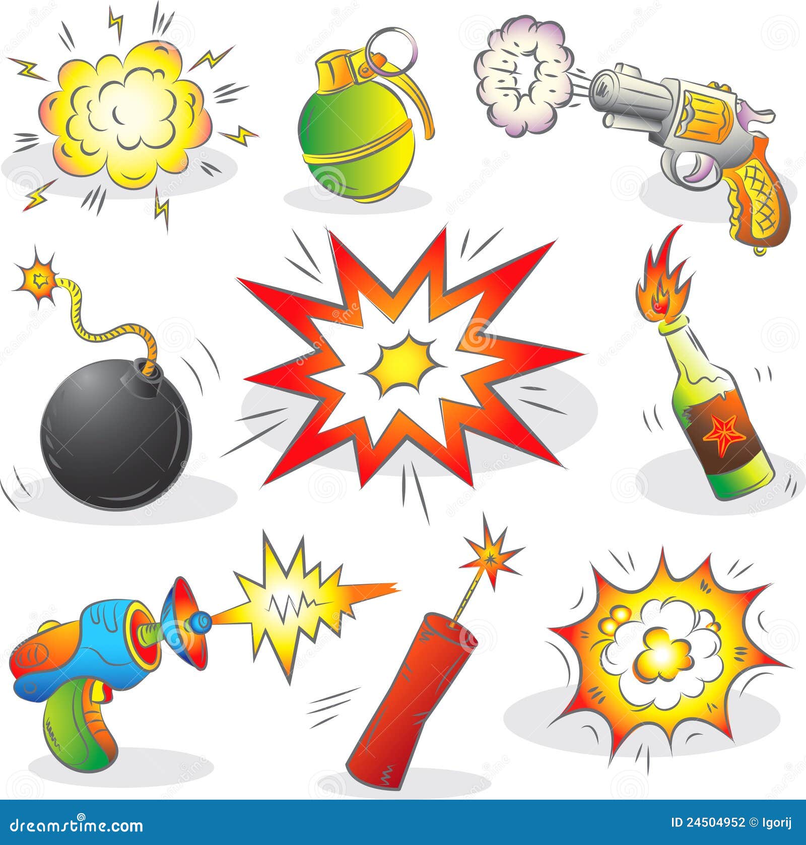Reeks Van Explosieven En Wapen Stock Illustratie - Illustration of ...