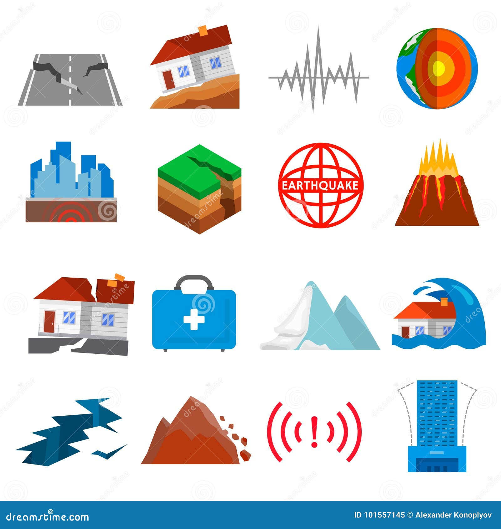 Reeks Van Het Aardbevings De Schuddende Pictogram Vector Illustratie ...