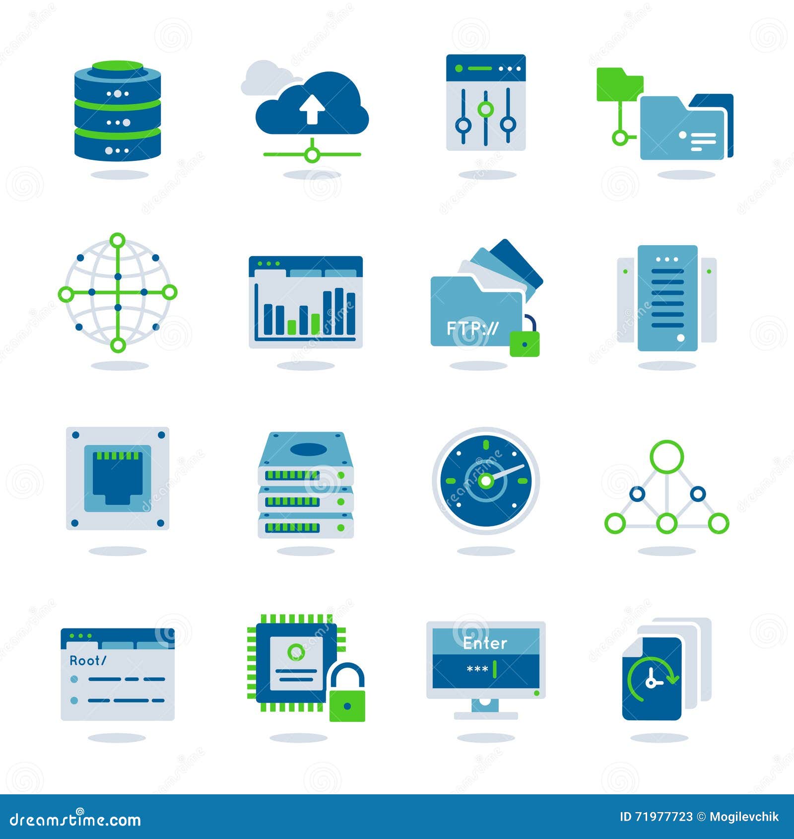 Reeks Van Het Datacenter De Vlakke Pictogram Vector Illustratie ...