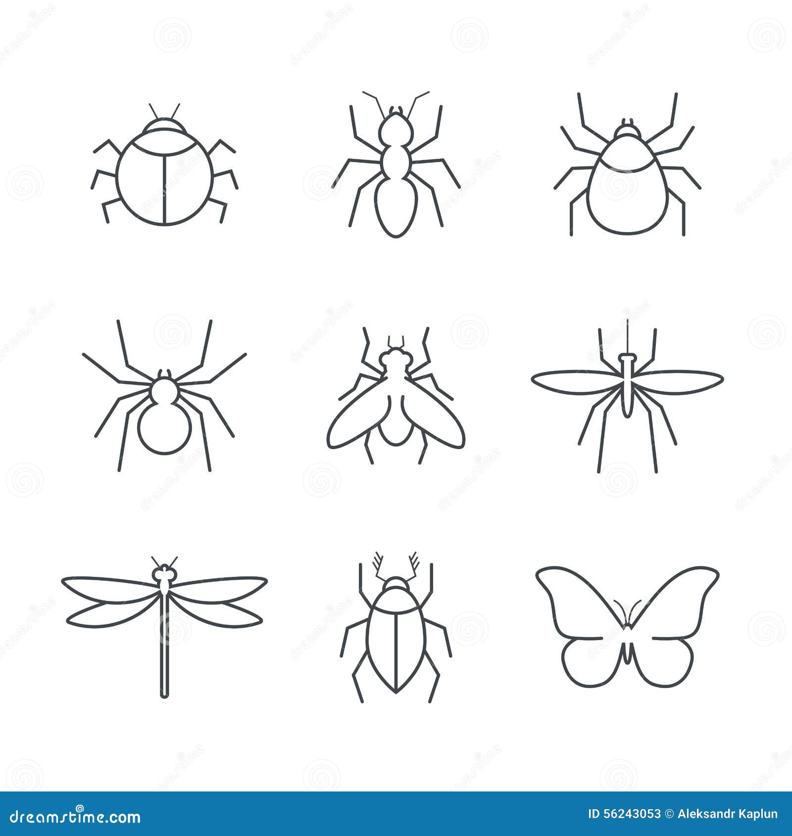 Reeks Van Het Insect De Eenvoudige Vectorpictogram Vector Illustratie ...