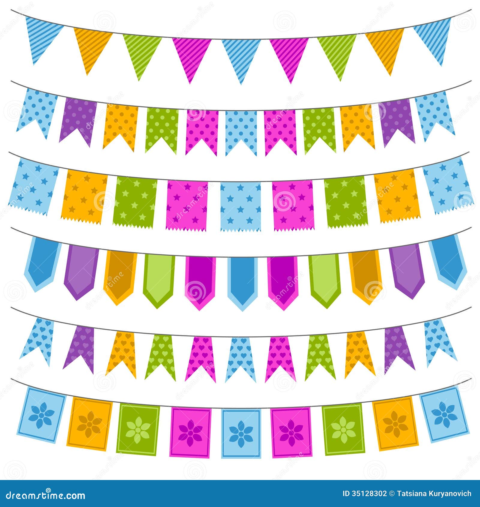 Reeks Van Kleurrijke Slinger Vector Illustratie - Illustration of ...