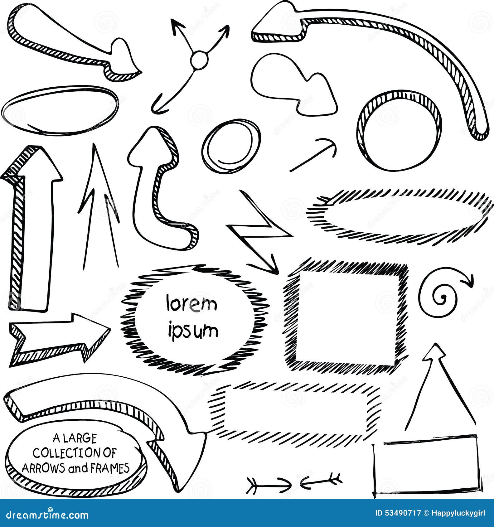 Reeks Van Pijlen En Kaders Hand-drawn Viltpen Vector Illustratie ...