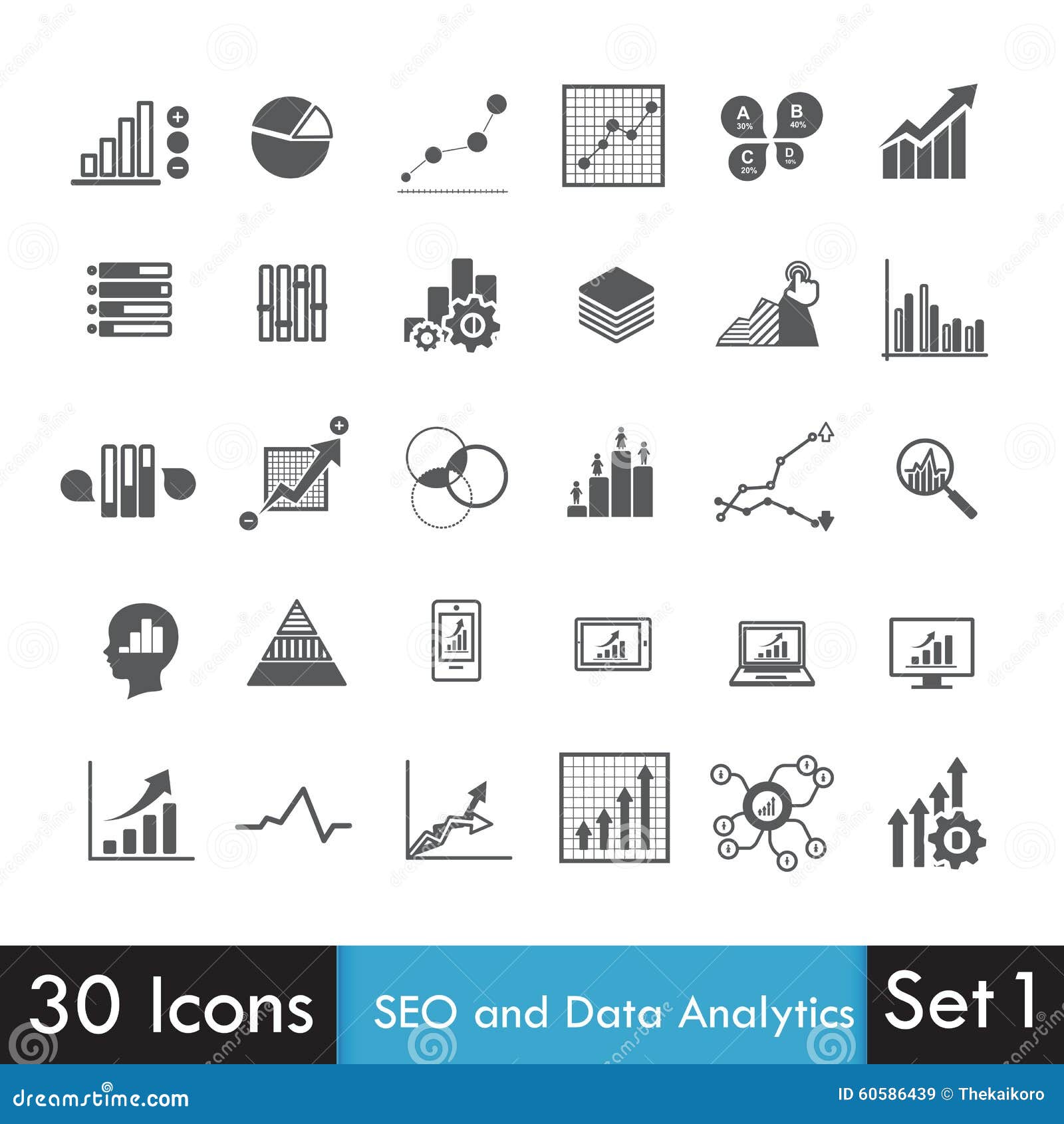 Reeks Van SEO En Analytics-pictogram Op Wit Vector Illustratie ...