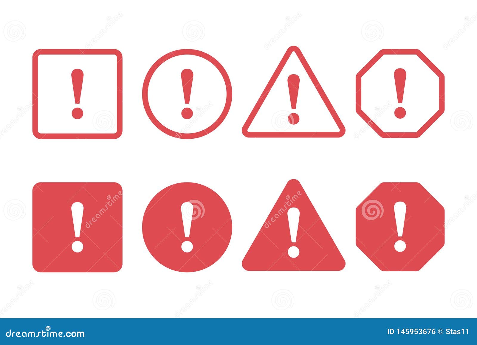 Reeks Van Uitroepteken, Gevaarsteken in Verschillende Vormen Vector ...