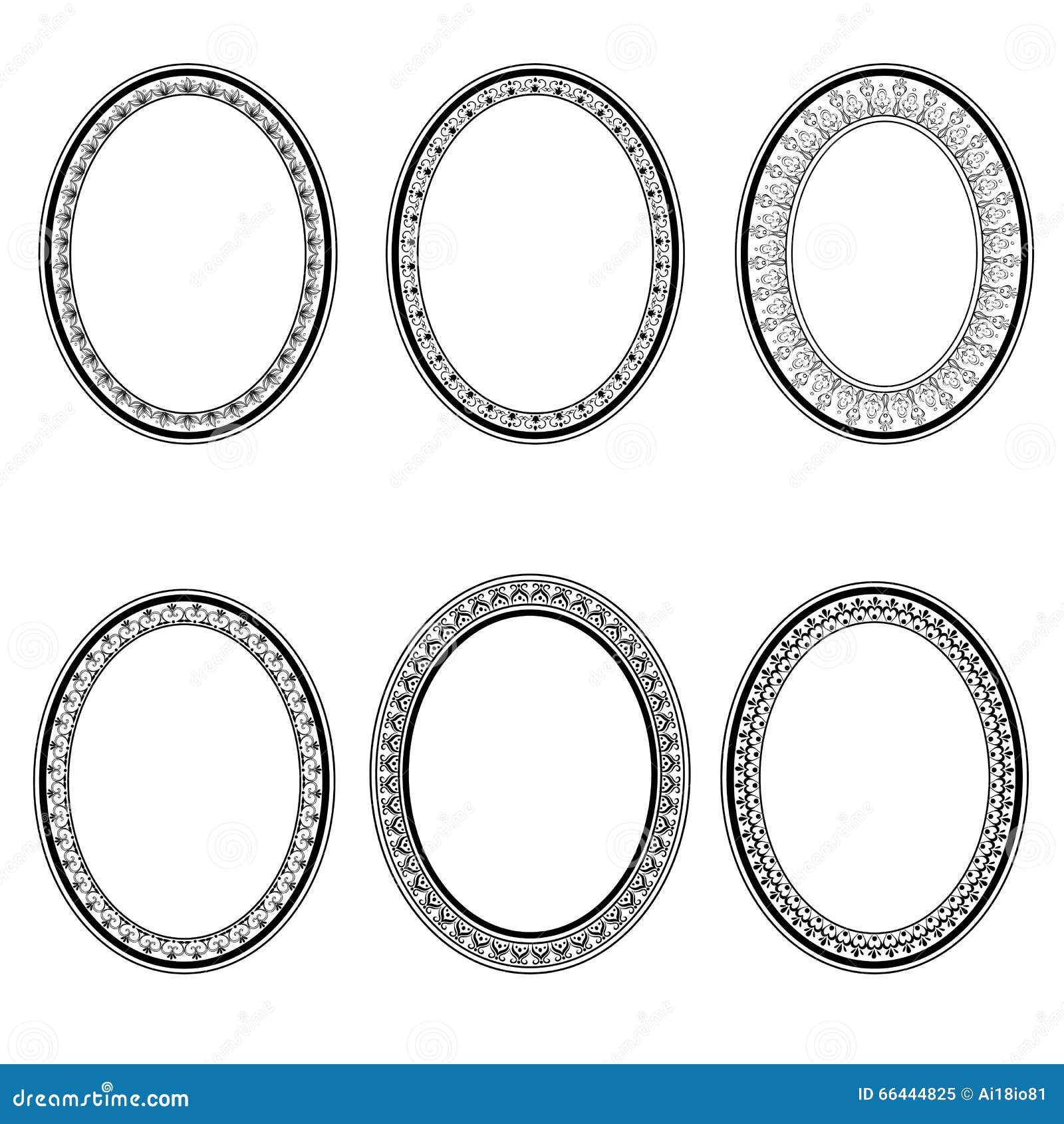 Reeks Van Vector Retro Ovaal Kader Vector Illustratie - Illustration of ...
