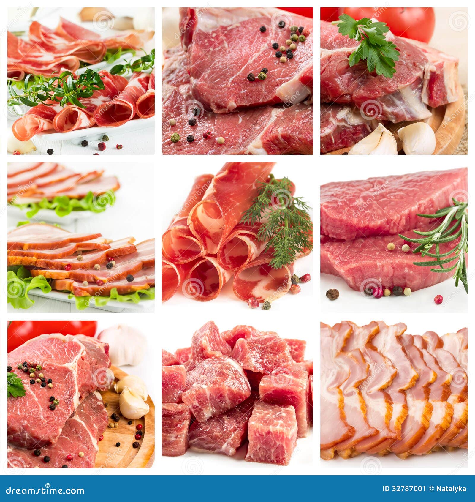 Reeks Van Verschillend Ruw Vlees Stock Afbeelding - Image of peper ...