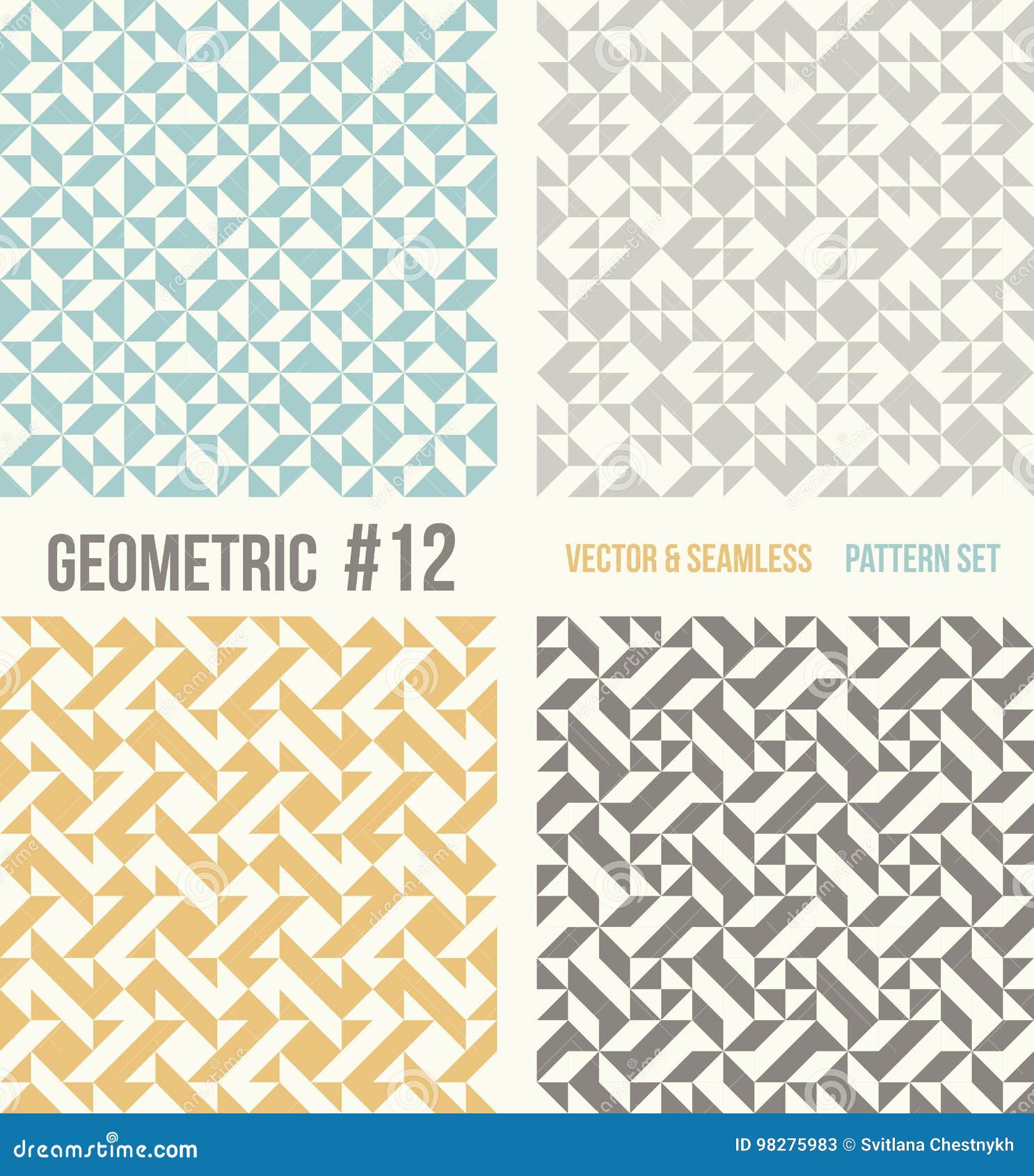 Reeks Van Vier Geometrische Patronen Vector Illustratie - Illustration ...